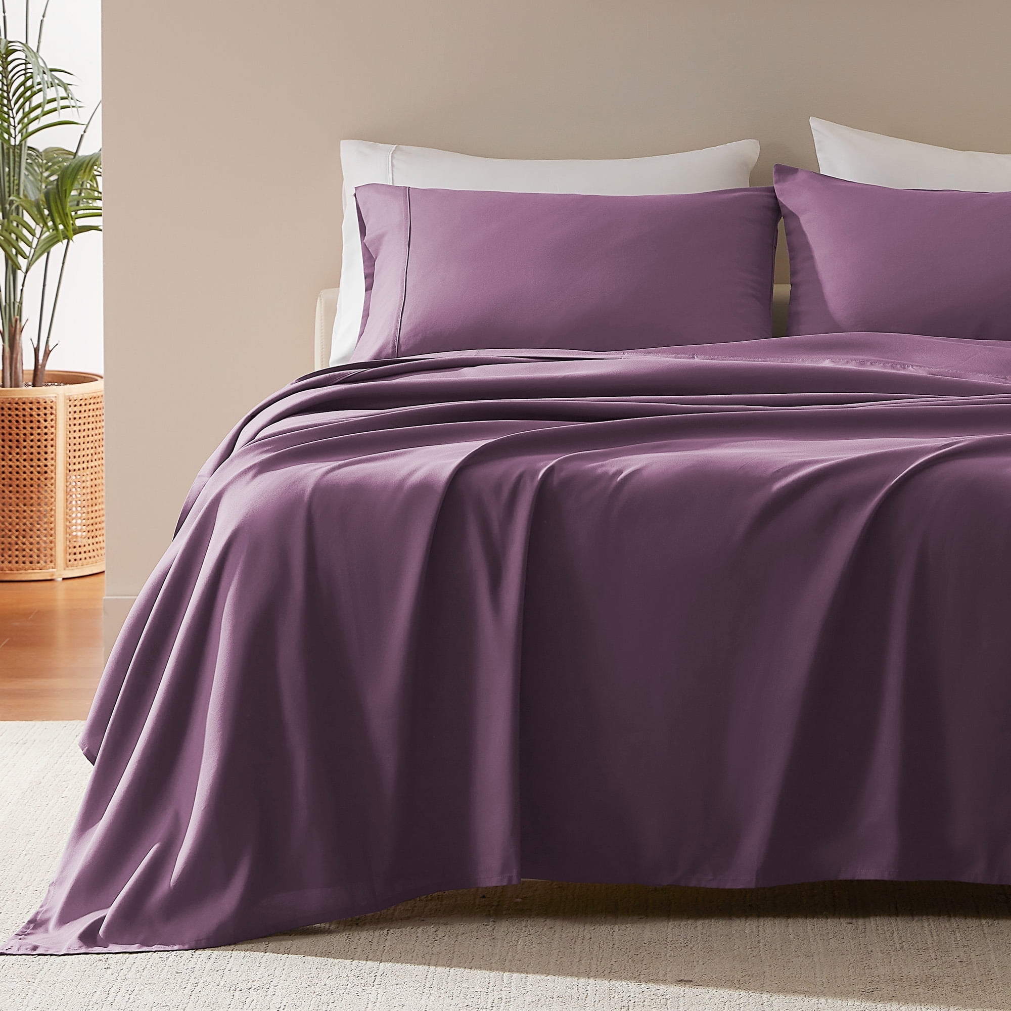 Sleep Zone Nanotex Super Soft Cooling Queen Bed Sheets Set 4 Piece ...