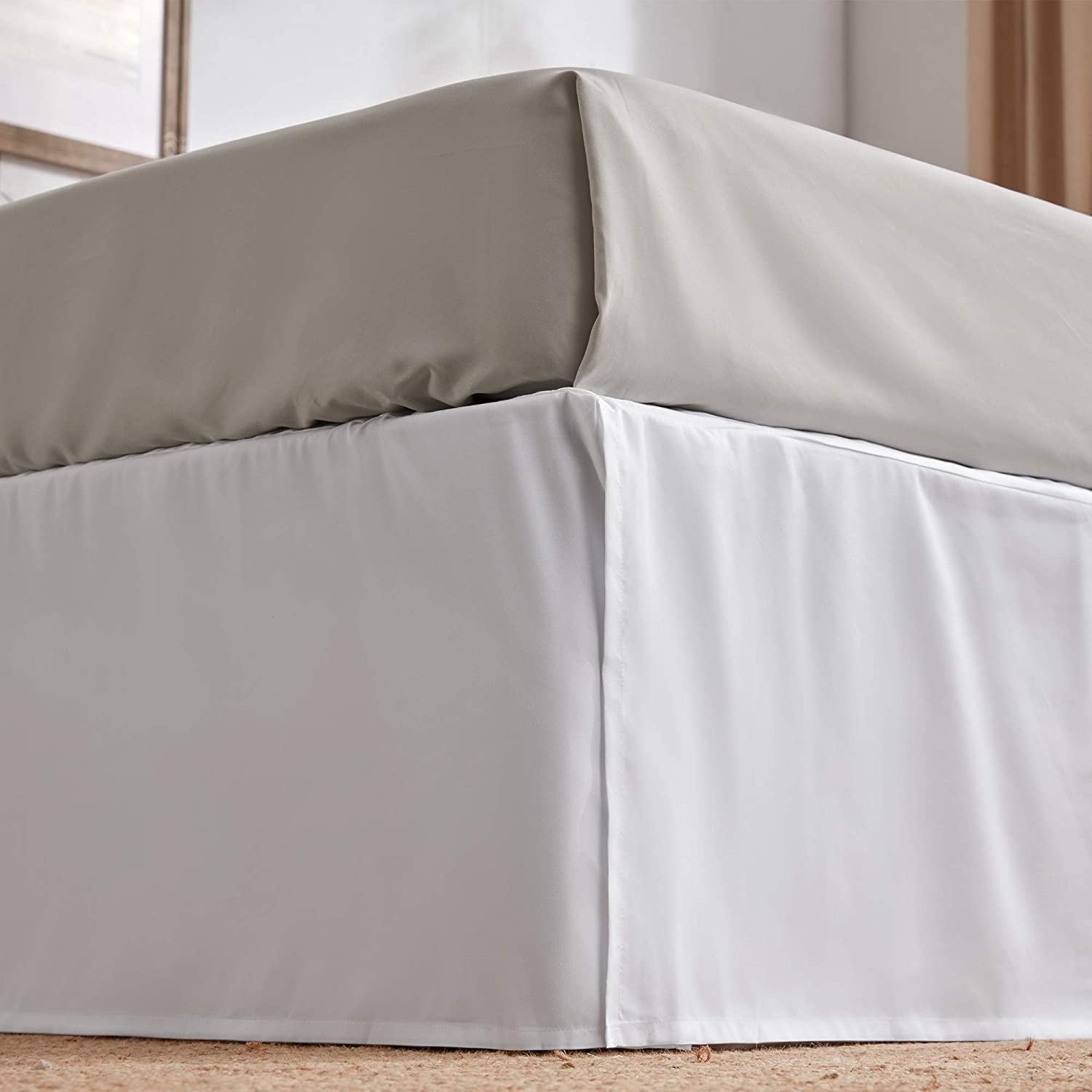 Sleep Zone Pleated Bed Skirts Queen Size, 15 inch Tailored Drop Easy ...