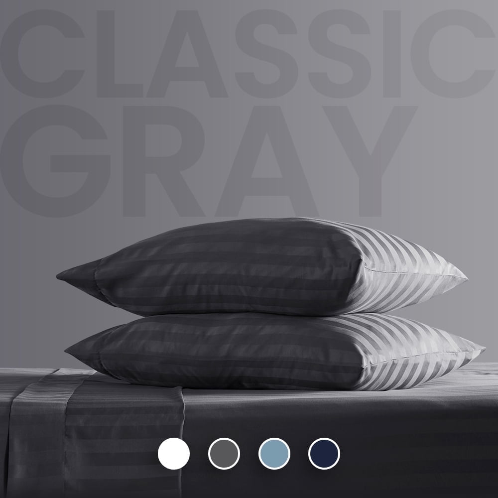 Sleep Zone Striped Cooling Sheets Set Full Size - Fitted Flat Sheet ...