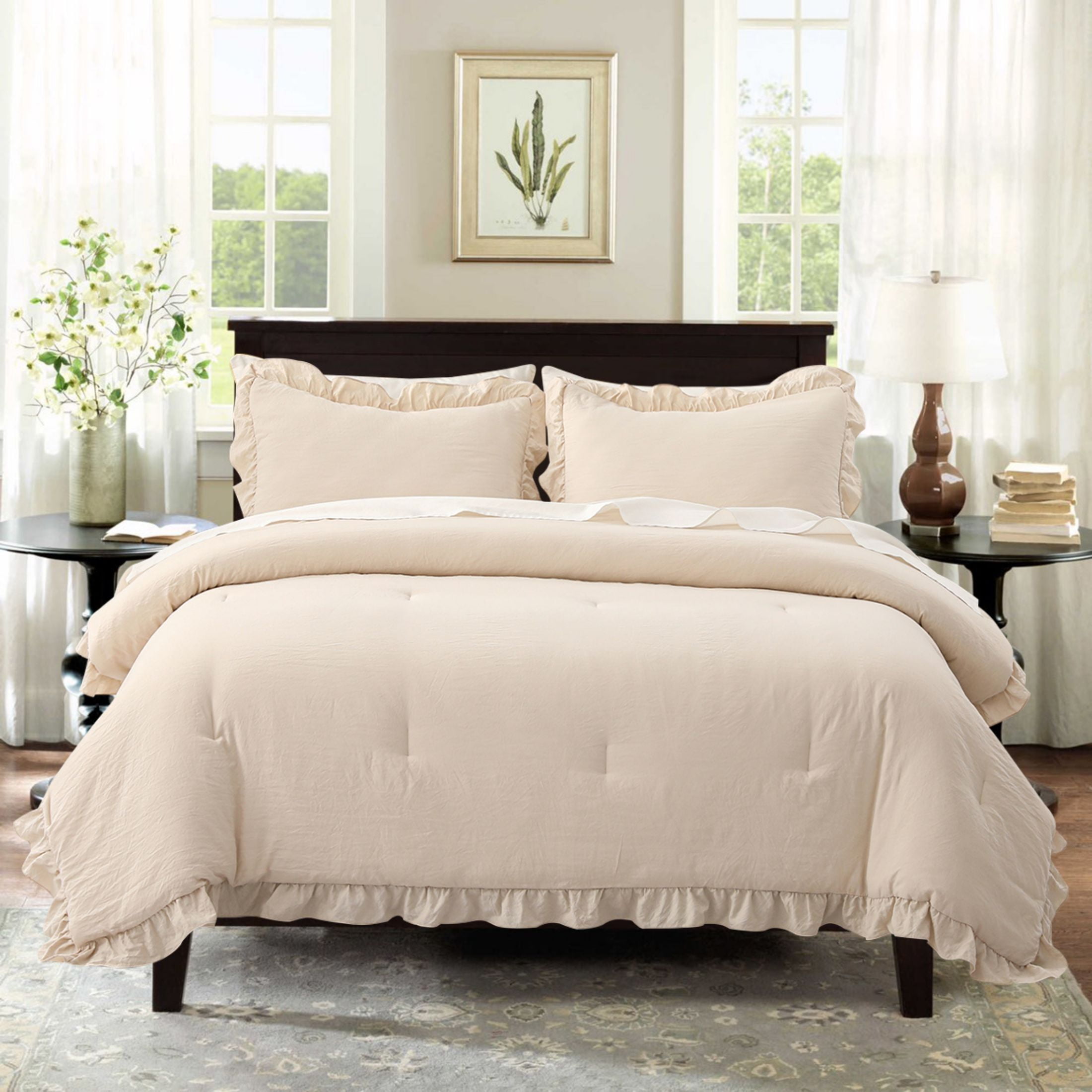 SLEEPBELLA 3pcs Luxury Ruffled Edge Trim , Soft Microfiber Inner Fill ...