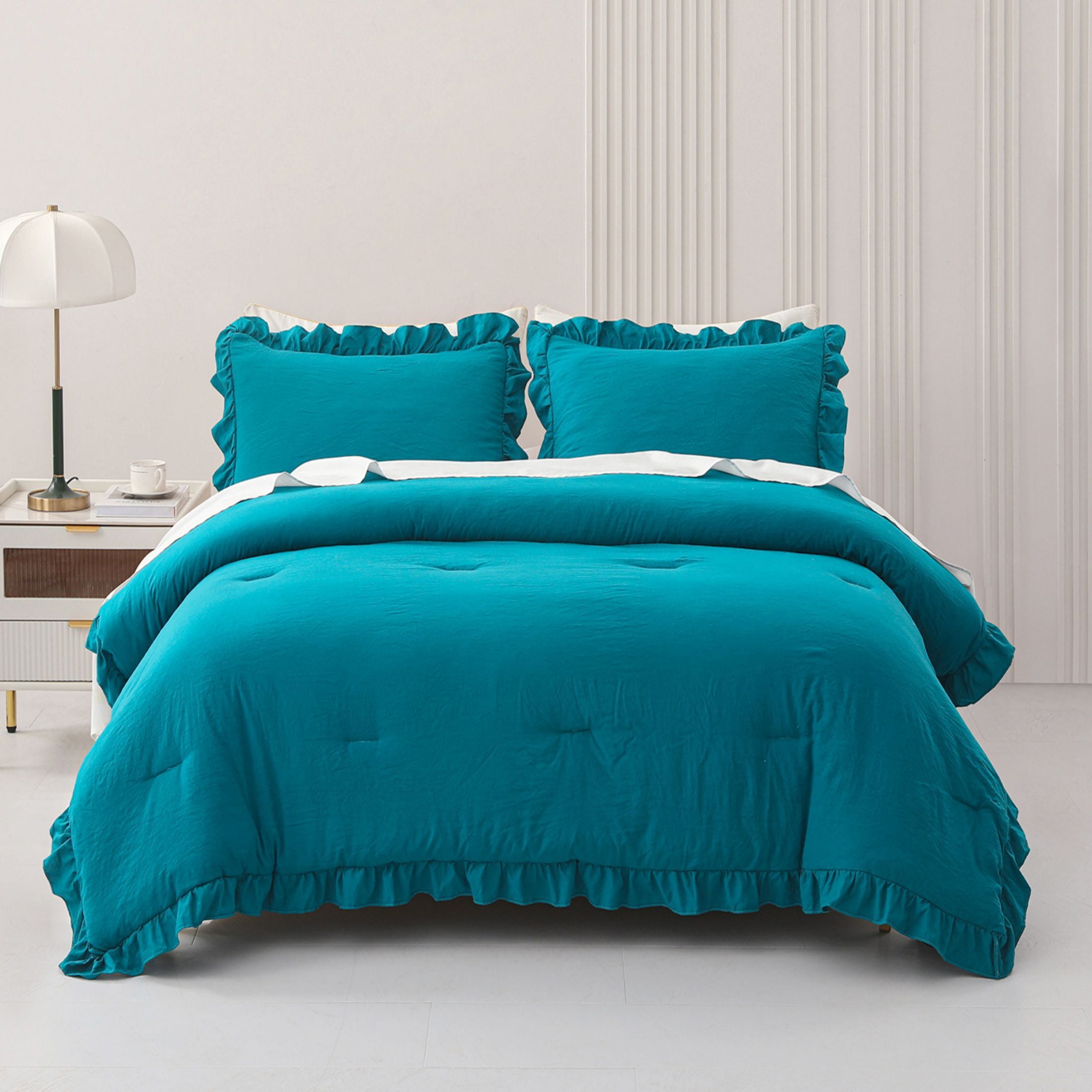 SLEEPBELLA 3pcs Luxury Ruffled Edge Trim , Soft Microfiber Inner Fill ...