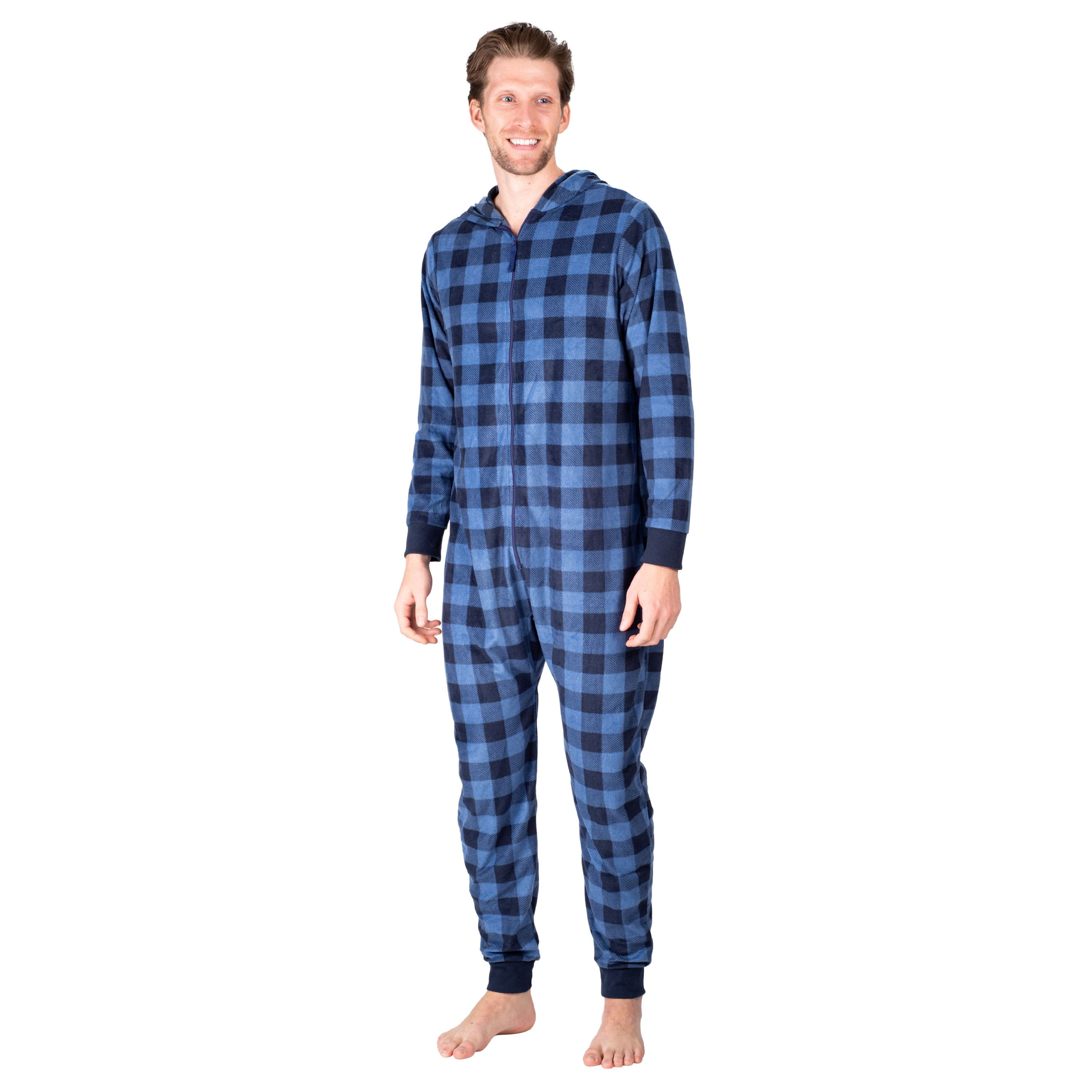 SLEEPHERO Onesie Cozy Fleece Pajamas - Navy Buffalo Check X-Large ...