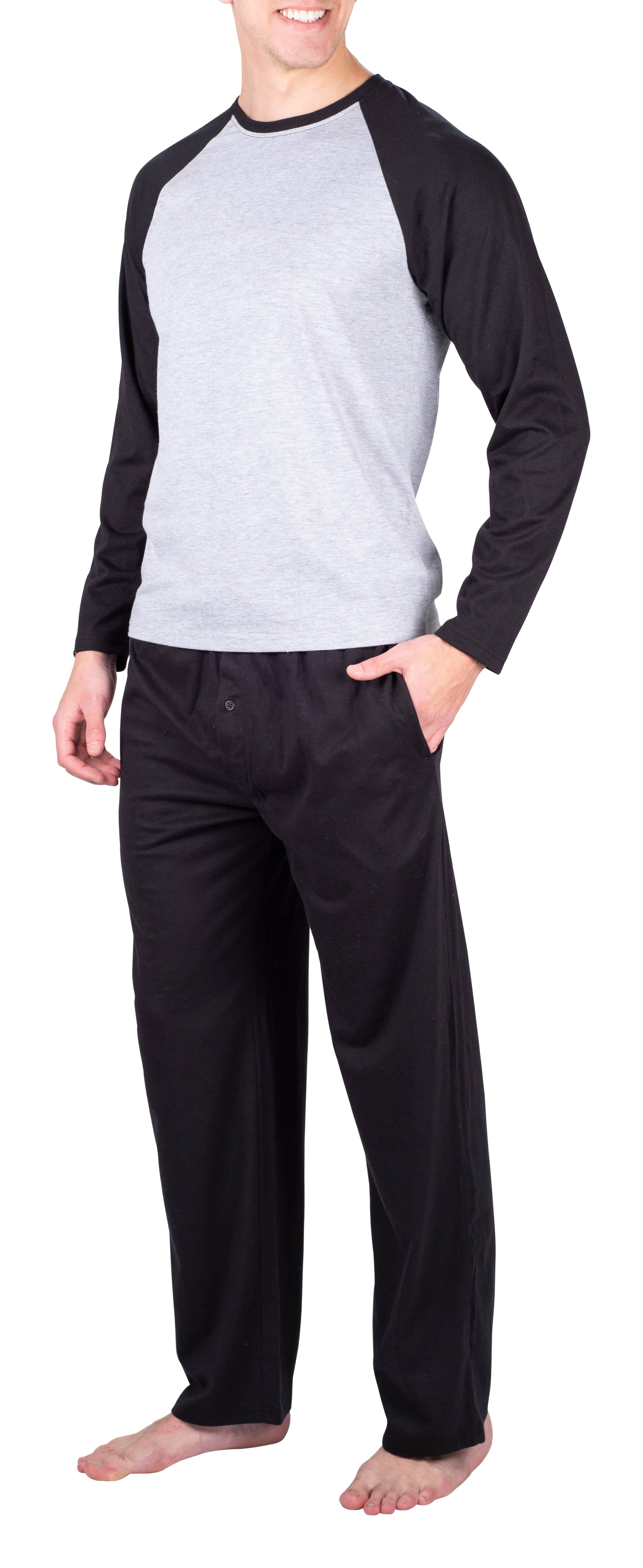 SLEEPHERO Mens Pajama Set Long Sleeve 2 Piece Raglan Mens Sleepwear Set ...