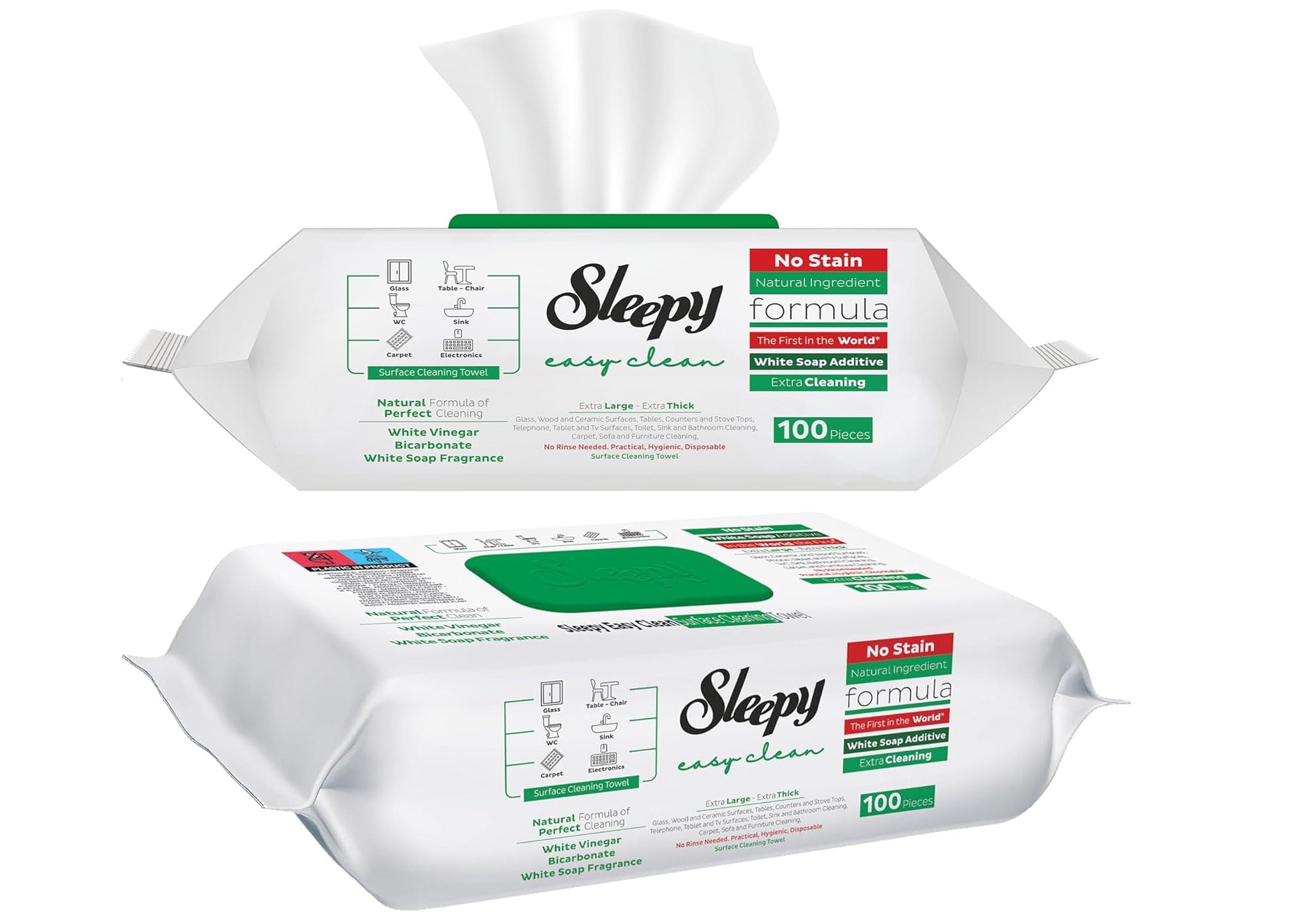 SLEEPY Pack of 2 Easy Clean All-Purpose Household Cleaning Wet Wipes ...
