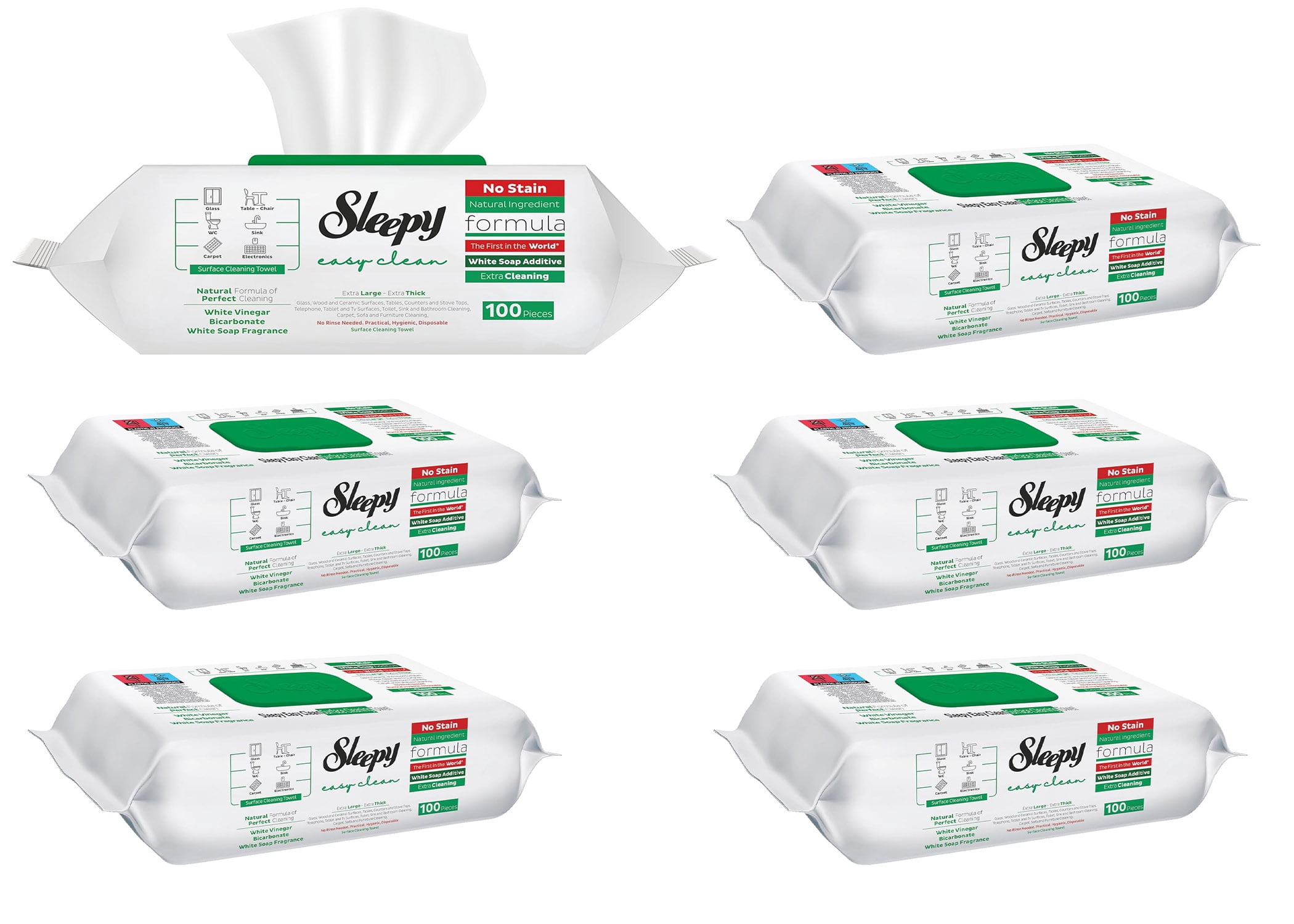 SLEEPY Pack of 6 Easy Clean All-Purpose Household Cleaning Wet Wipes ...