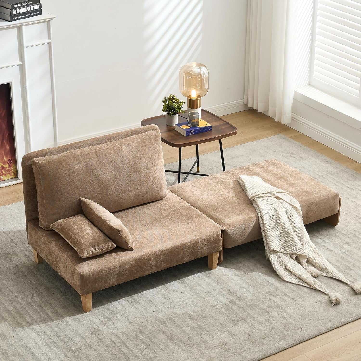 SLEERWAY Large 3 in 1 Convertible Futon Sofa Bed Chair, 35" W Extra ...