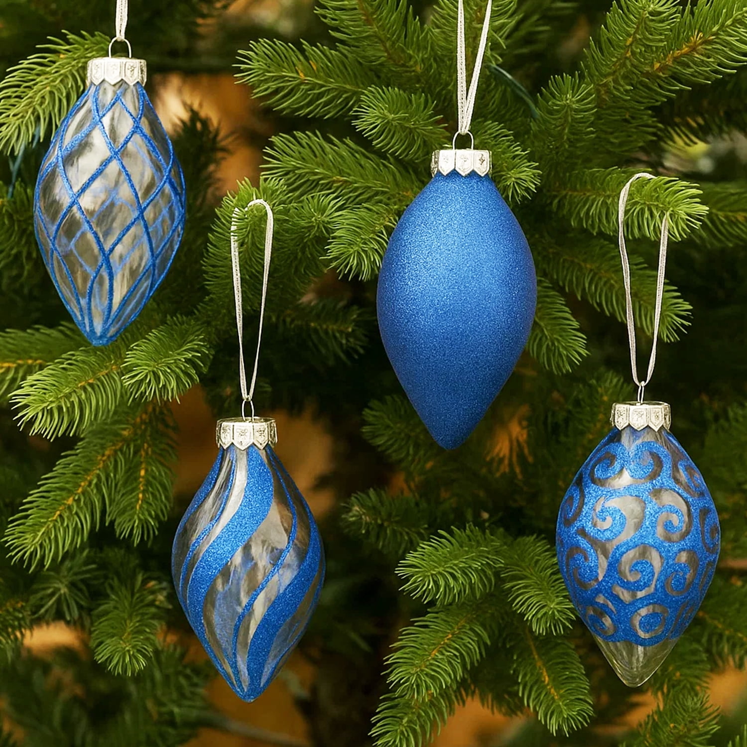 SLEETLY 12pk Christmas Tear Drop Finial Hanging Pendant Ornaments for ...
