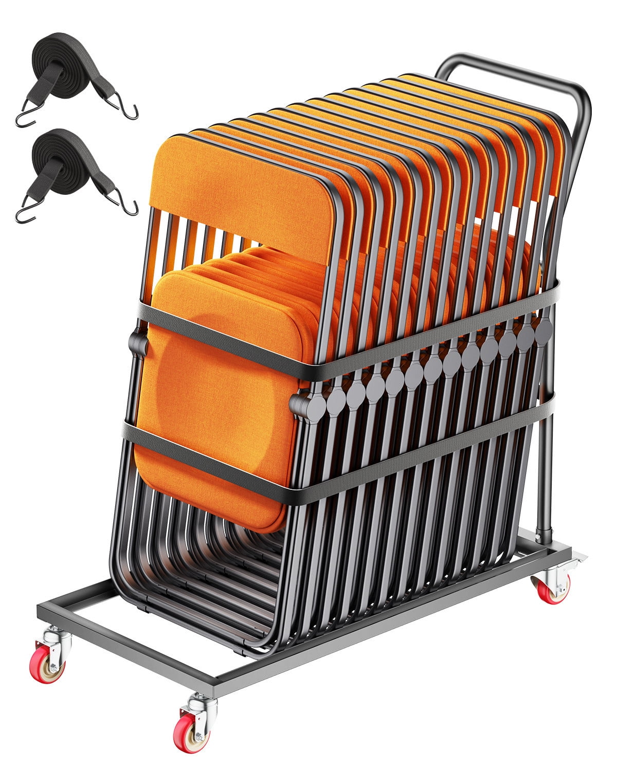 SLEKSD Folding Chair Rack Cart for 25 Chairs of 300 LBS L-shape ...