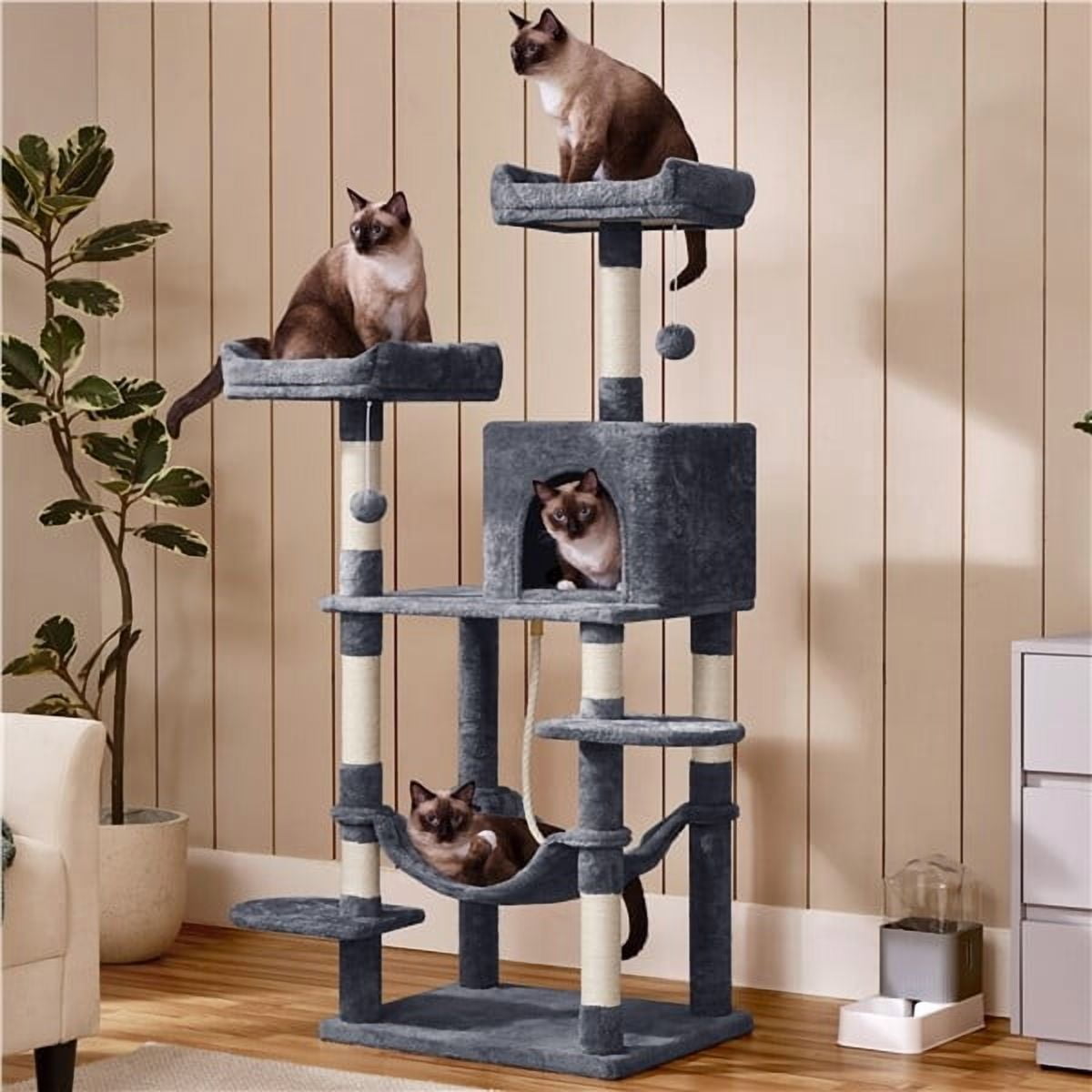 SLEKSDS 59in Cat Tree Large Cat Tower with Scratching Posts, Pet Play ...