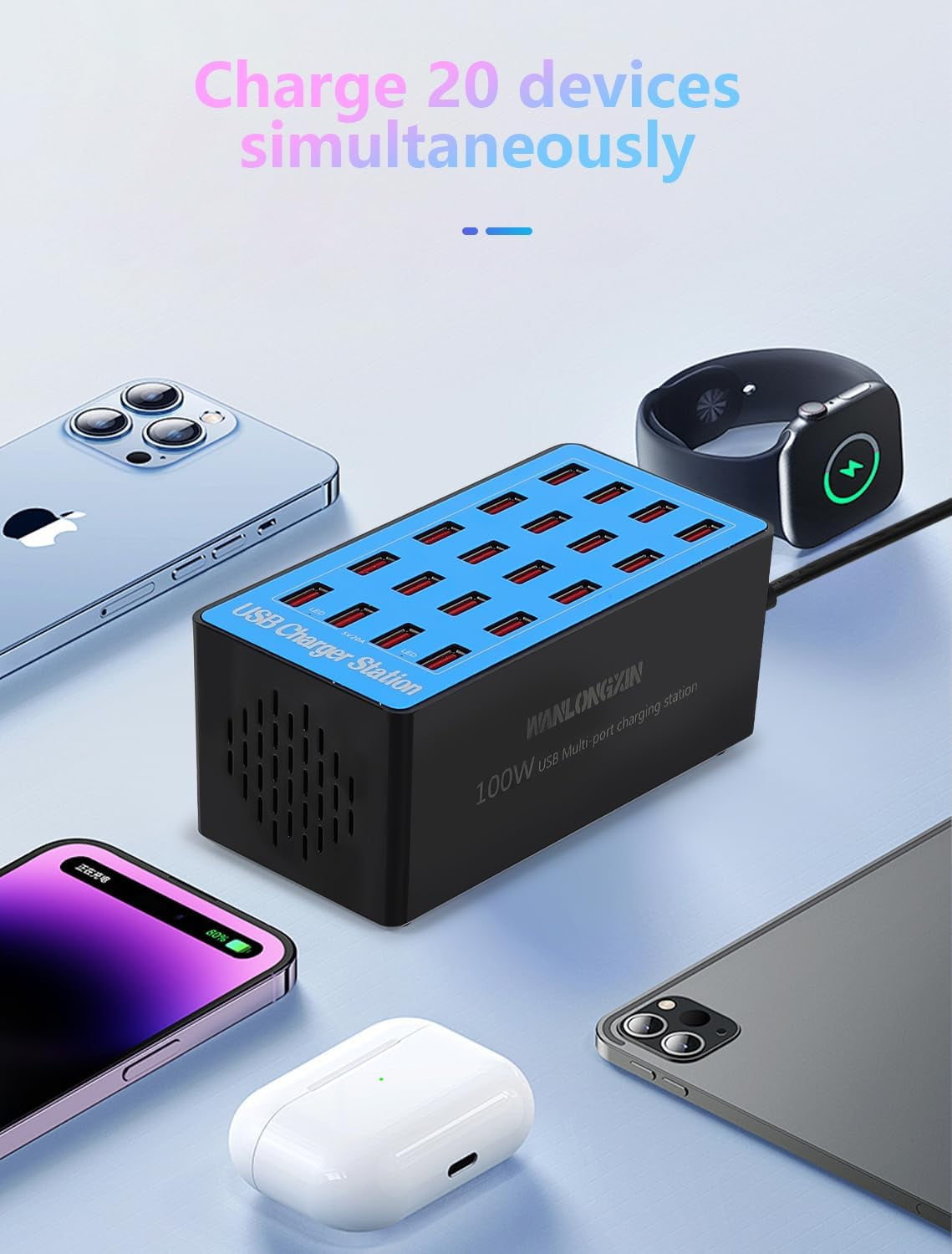 SLFG-Charging Station, 100W20Port USB Charging Station, Multiple USB ...
