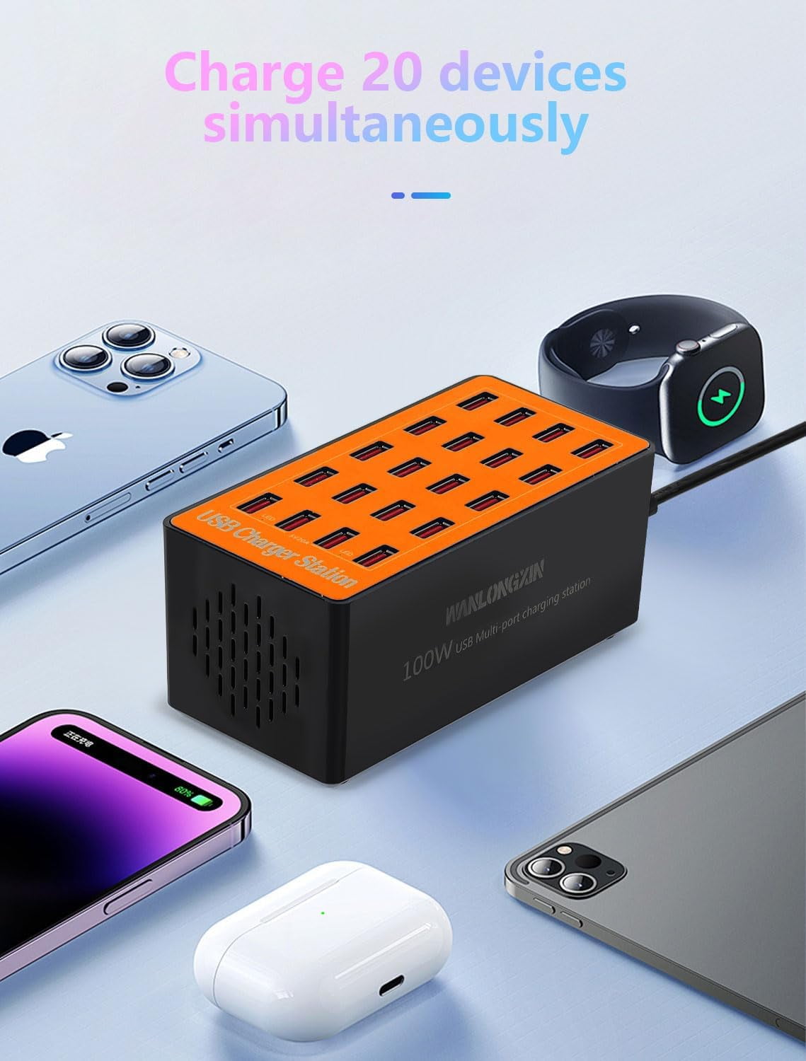 SLFG-Charging Station, 100W20Port USB Charging Station, Multiple USB ...