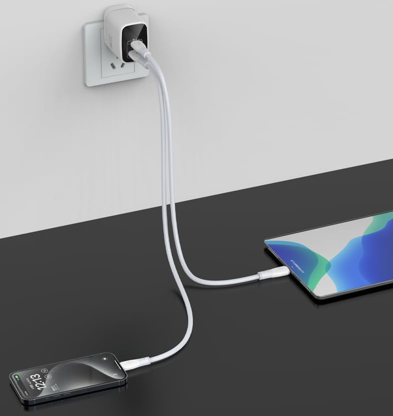 SLFG-Fast 25W Dual USB-C Plus USB-A Charger - GaN Power Delivery - Fast ...