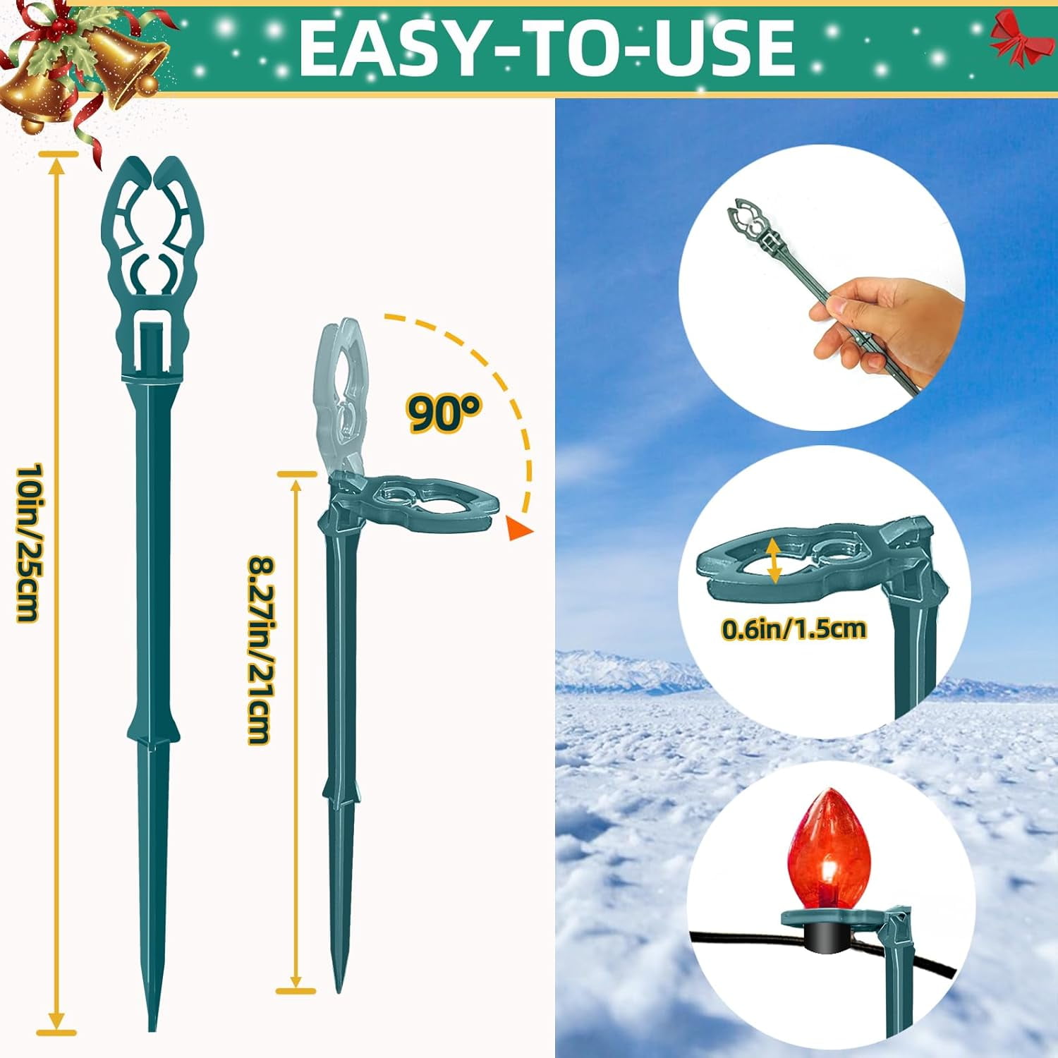 SLFR-10 Inch Christmas Light Stakes Lawn Garden Stakes Replacement Yard ...