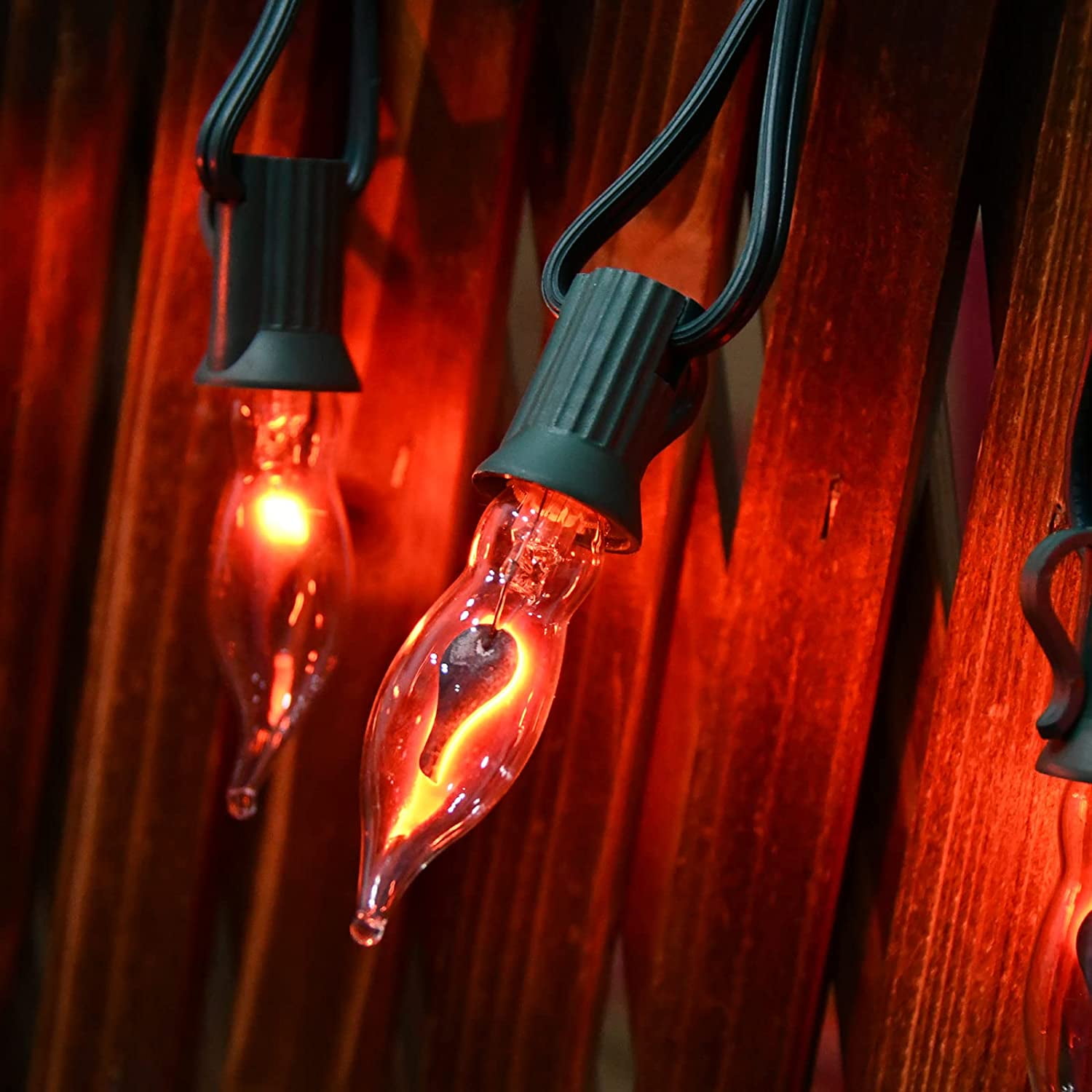 SLFR-10Ft Flickering Flame String Lights with 10 C18 Flicker Amber ...