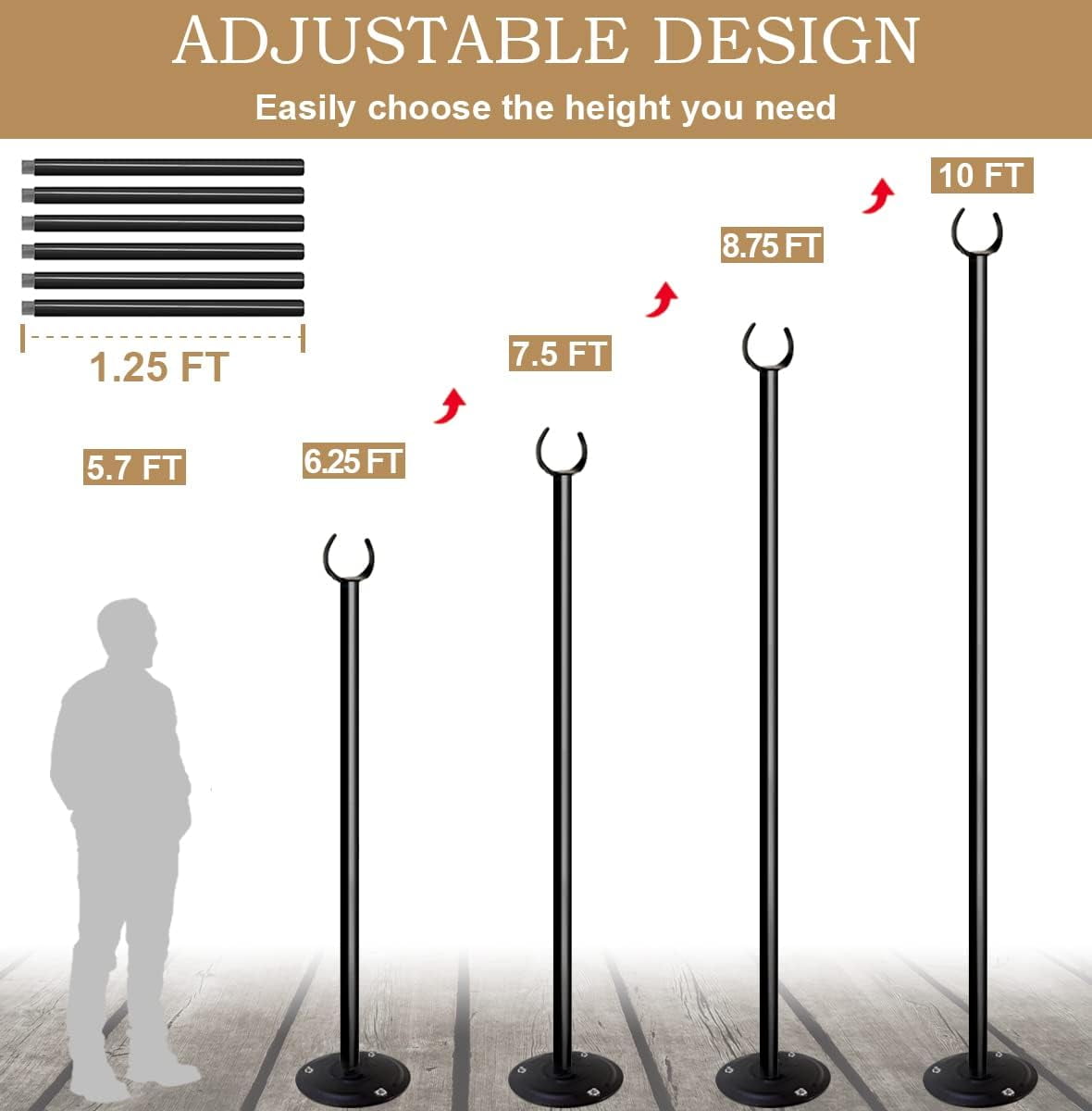 SLFR-10ft String Light Poles for Outdoors, Outside Light Poles for Hard ...
