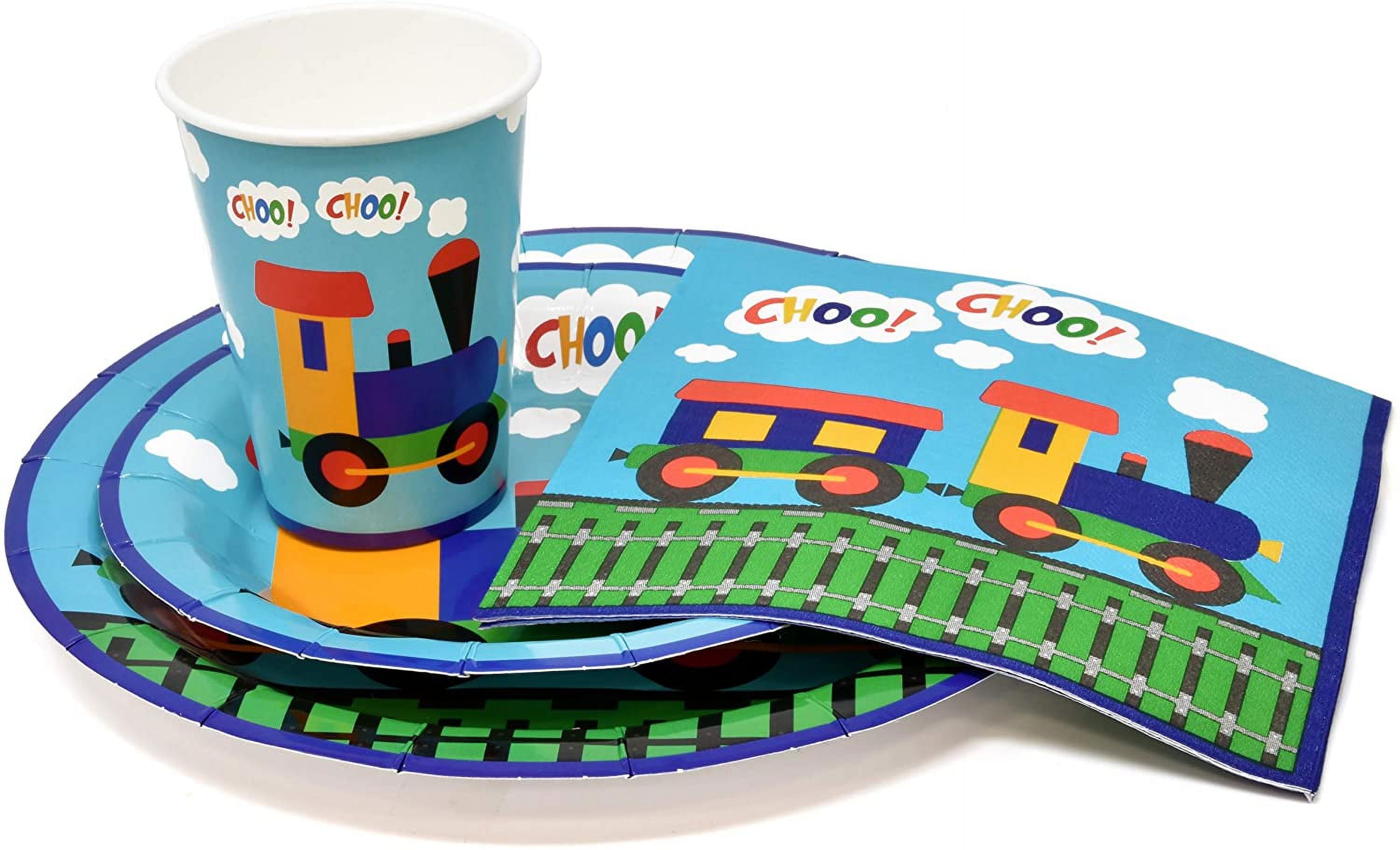 SLFR-122 Pcs Train Party Supplies Set Paper Plate Cup Napkin for All ...