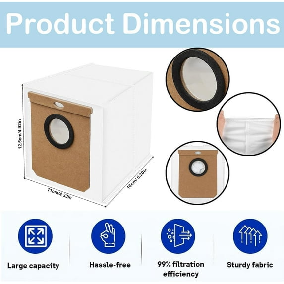 SLFR-14 Pack Replacement Vacuum Dust Bags for Eufy L60 / L60 SES / L50/ L50 SES Robot Vacuums ...