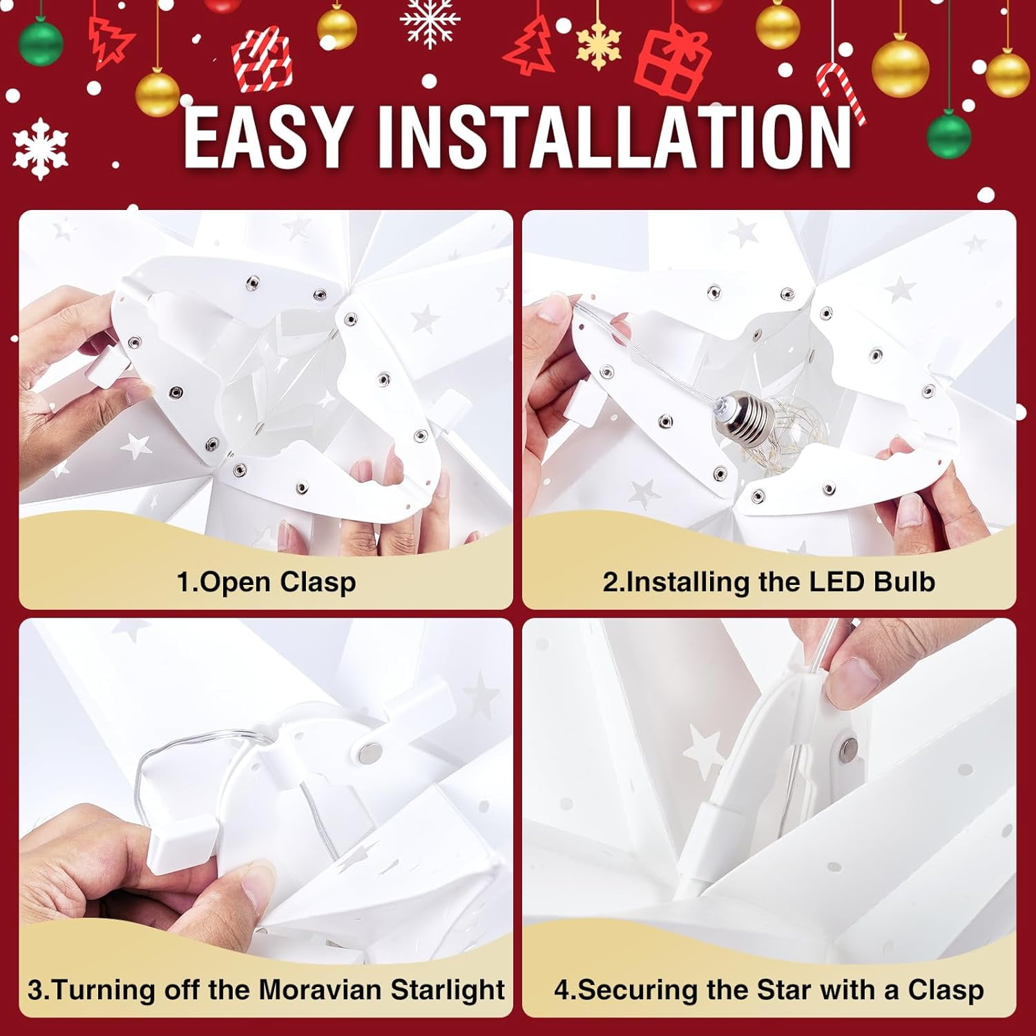 SLFR-18" Moravian Star Outdoor Light - 18 Point White Christmas Star ...