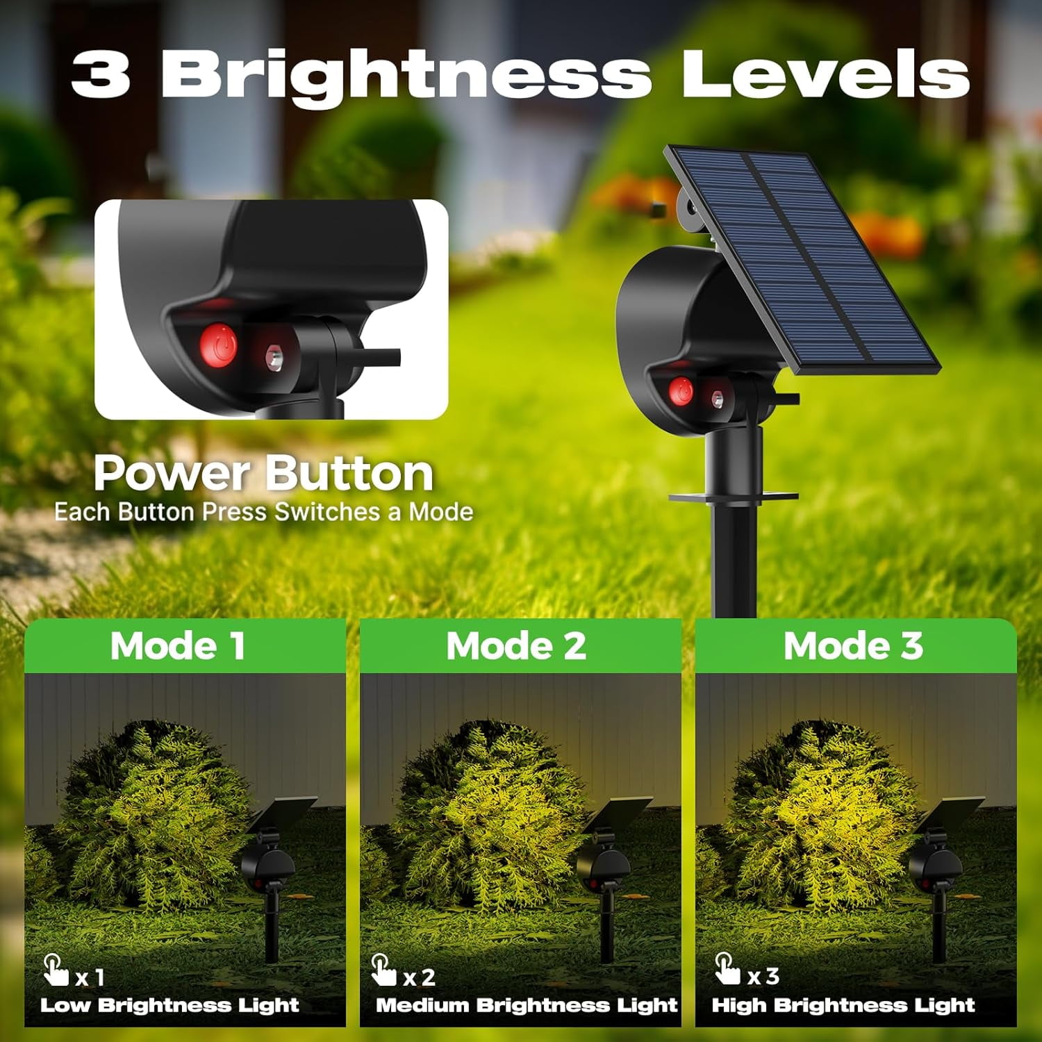 SLFR-2 Pack Solar Spot Lights Outdoor Waterproof with 3 Modes, Solar ...
