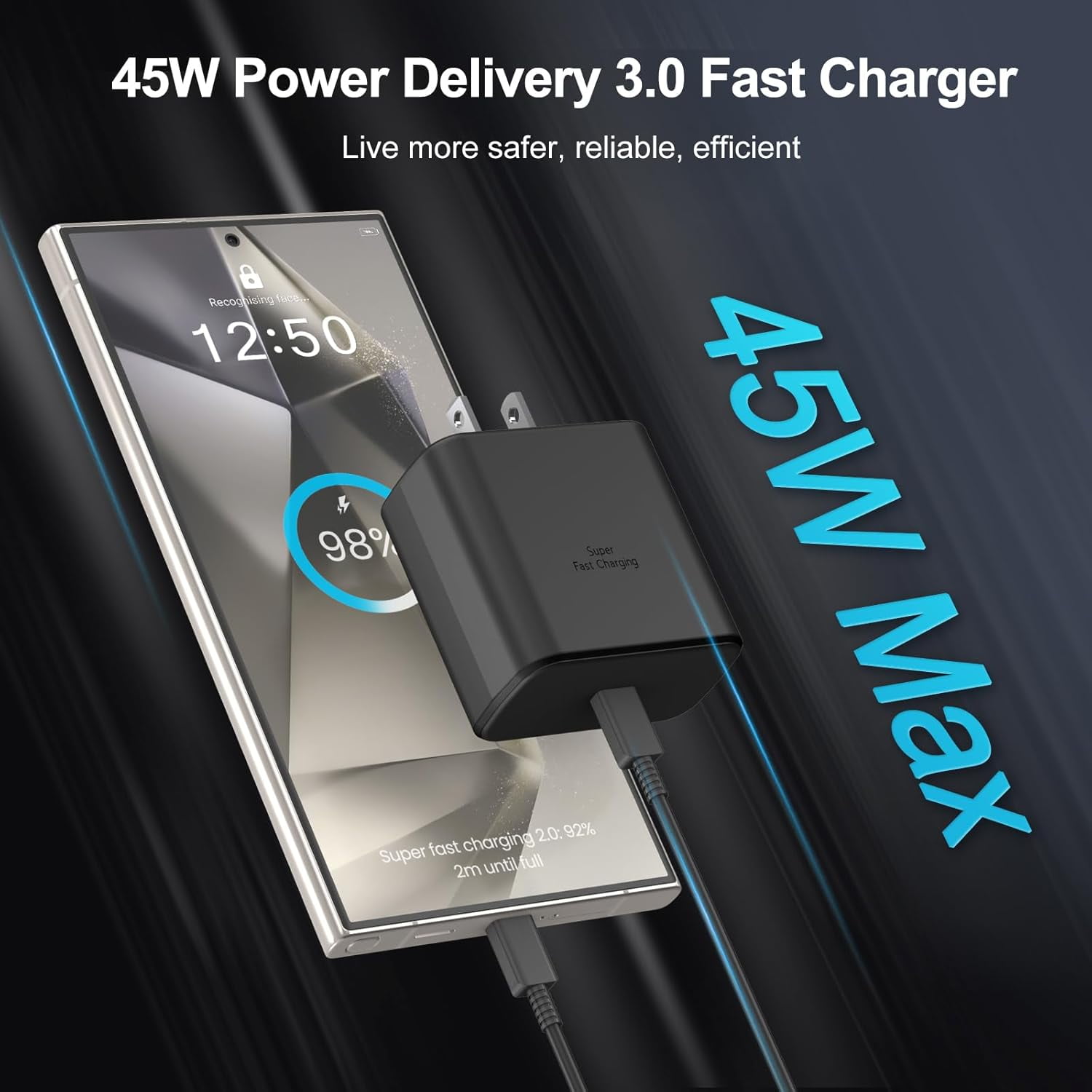 SLFR-2Pack 45W Type C Super Fast Charger Compatible with Samsung Galaxy ...