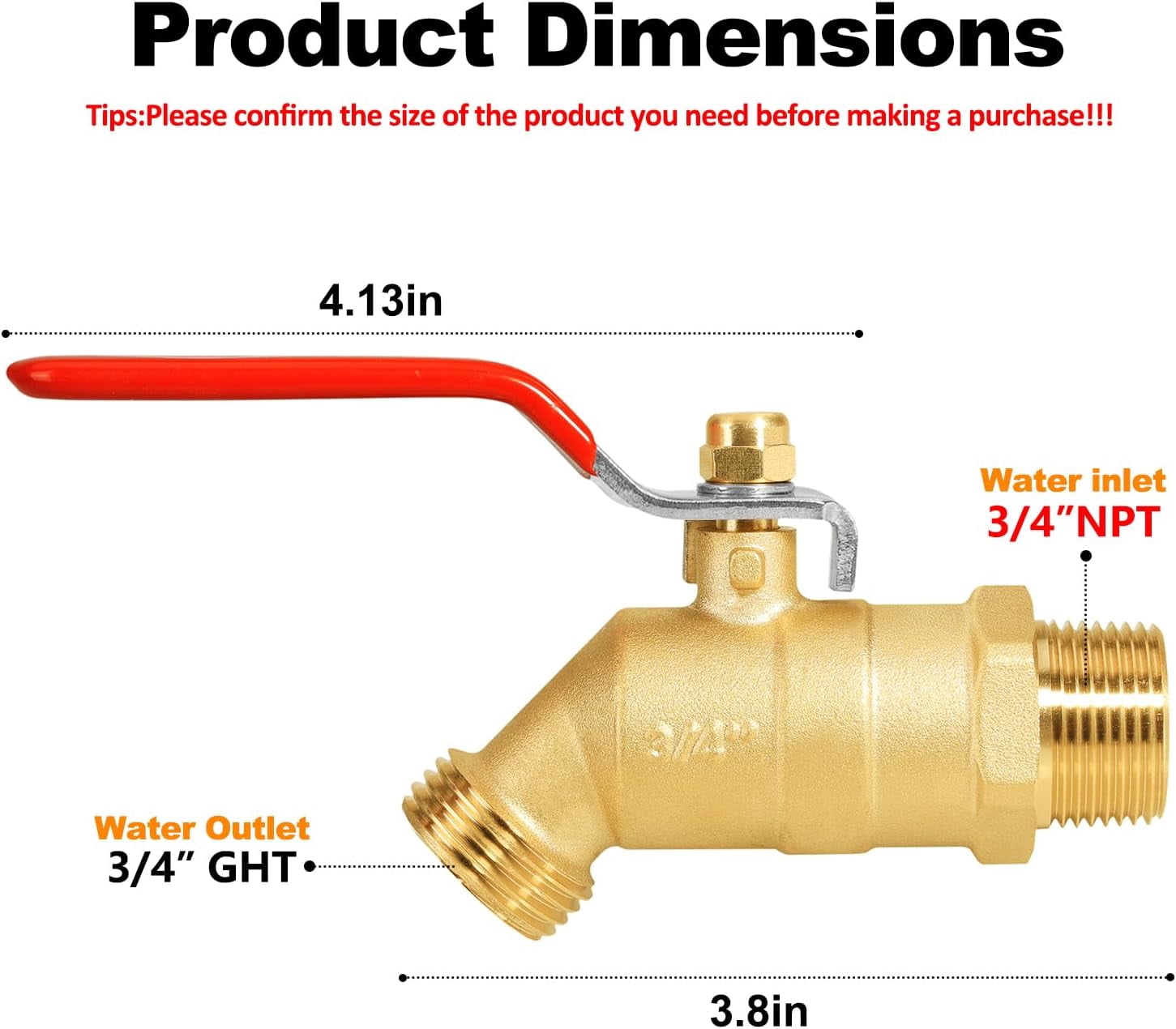 SLFR-3/4" NPT Inlet × 3/4" GHT Outlet Brass Outdoor Spigot - 1/4-Turn ...