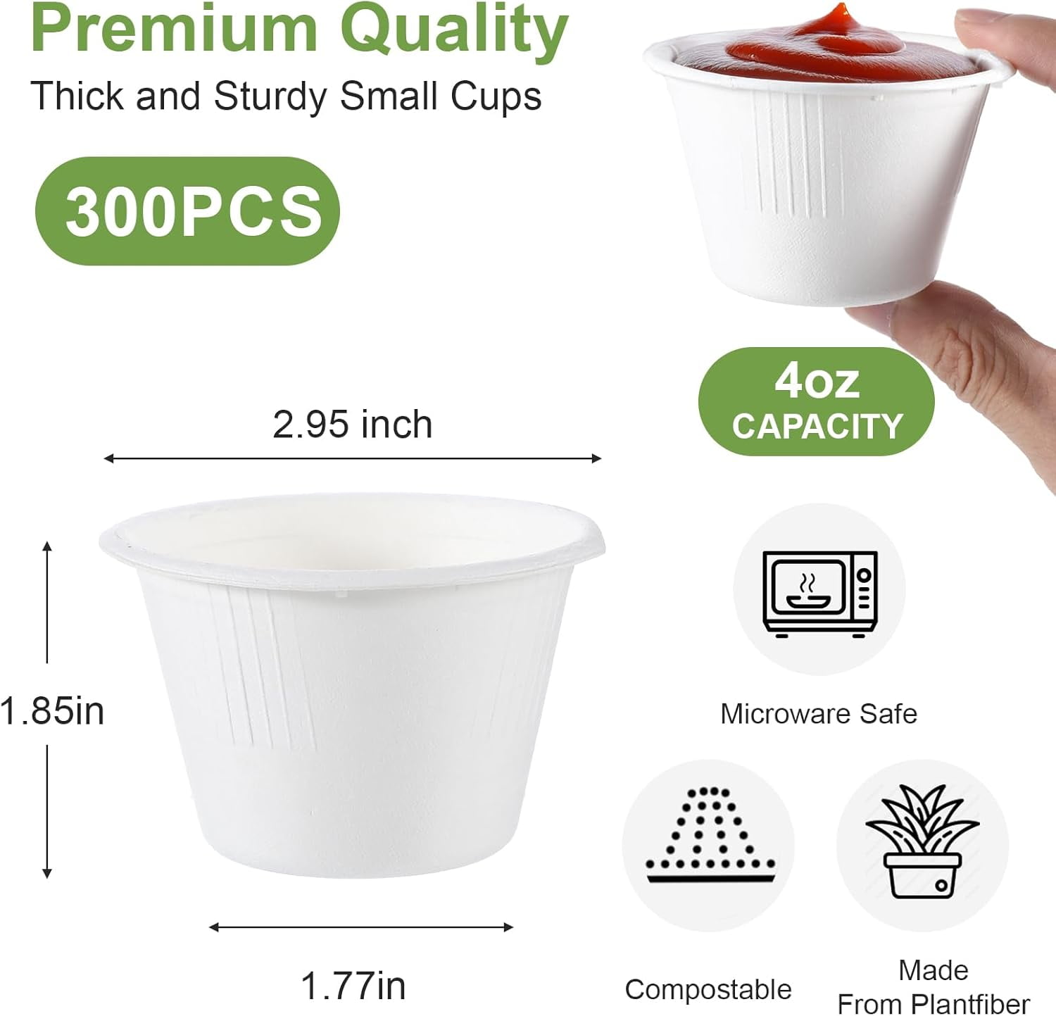 SLFR-300 Pack Disposable Souffle Cups, Made From Bagasse Fiber, Perfect ...