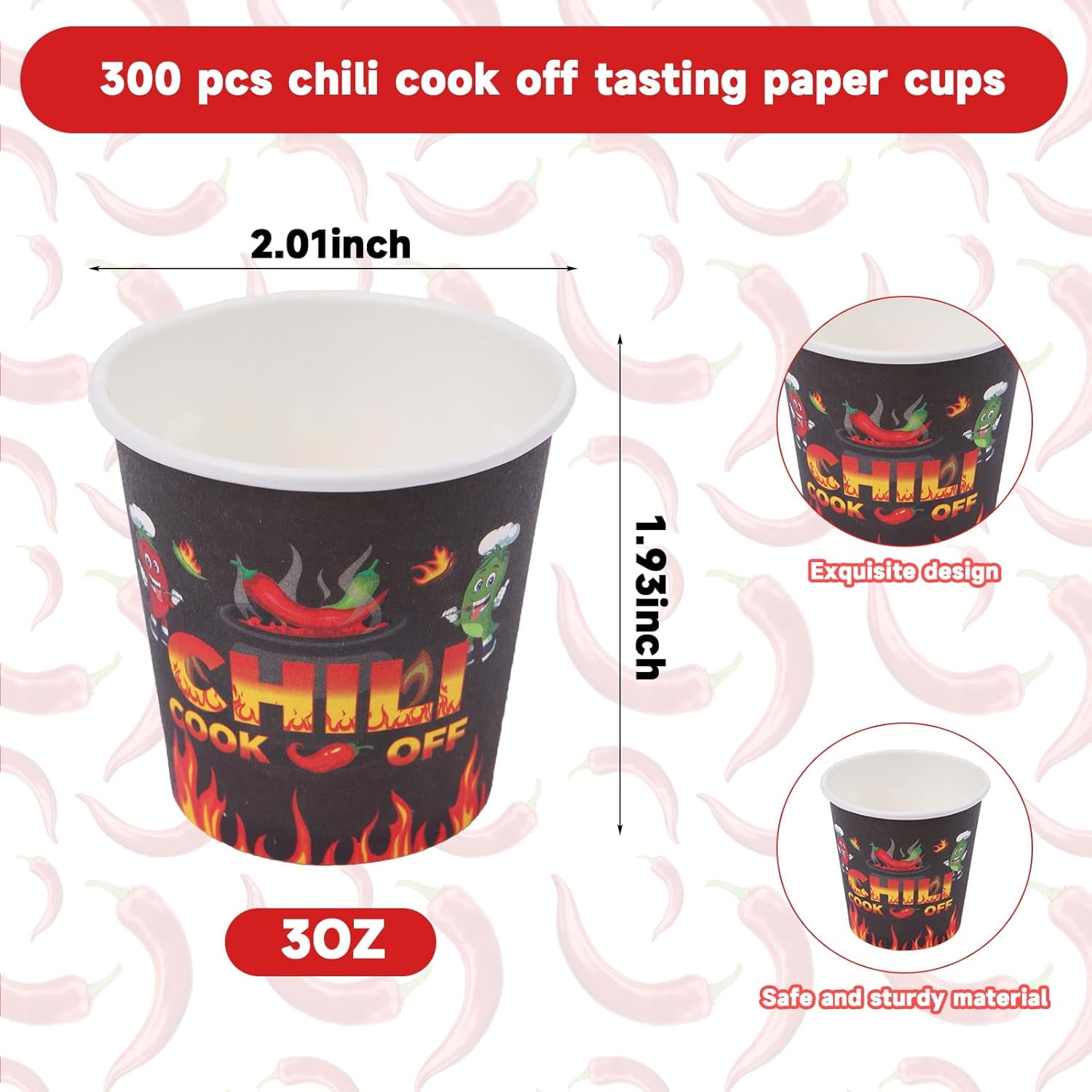 SLFR-300 Sets 3 oz Chili Cook Off Cups Disposable Paper Chili Tasting ...