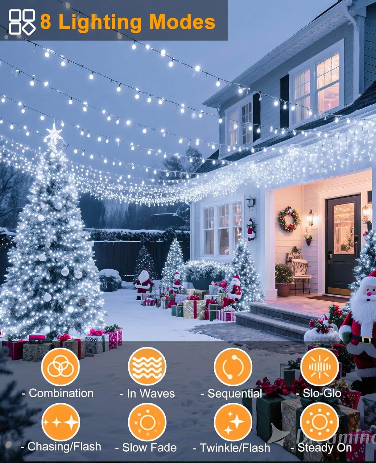 SLFR-40FT 120 LED Christmas Lights Outdoor, Green Wire Christmas Tree ...