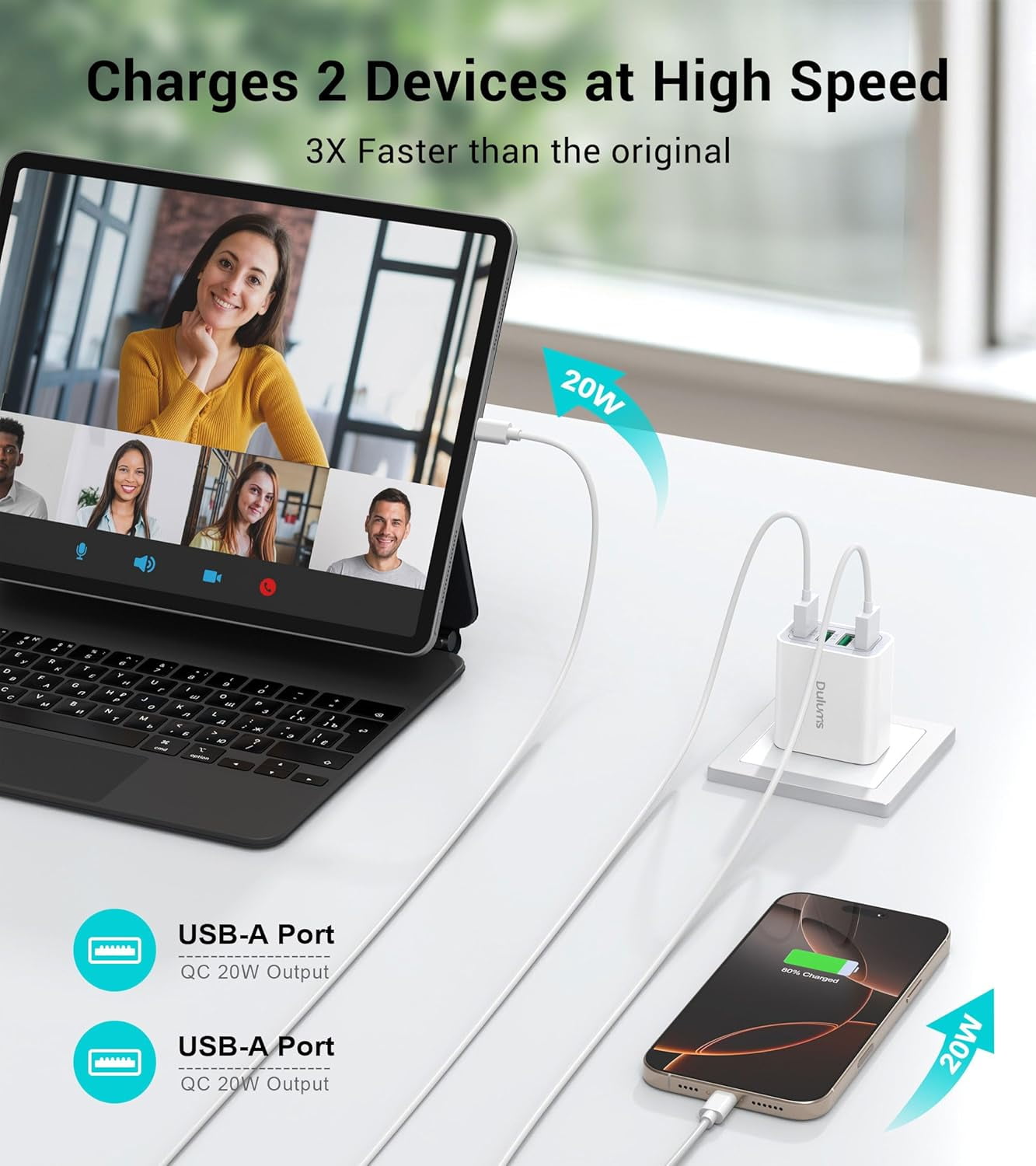 SLFR-40W USB Wall Charger Block, 2-Pack 4-Port USB A Fast Charging ...