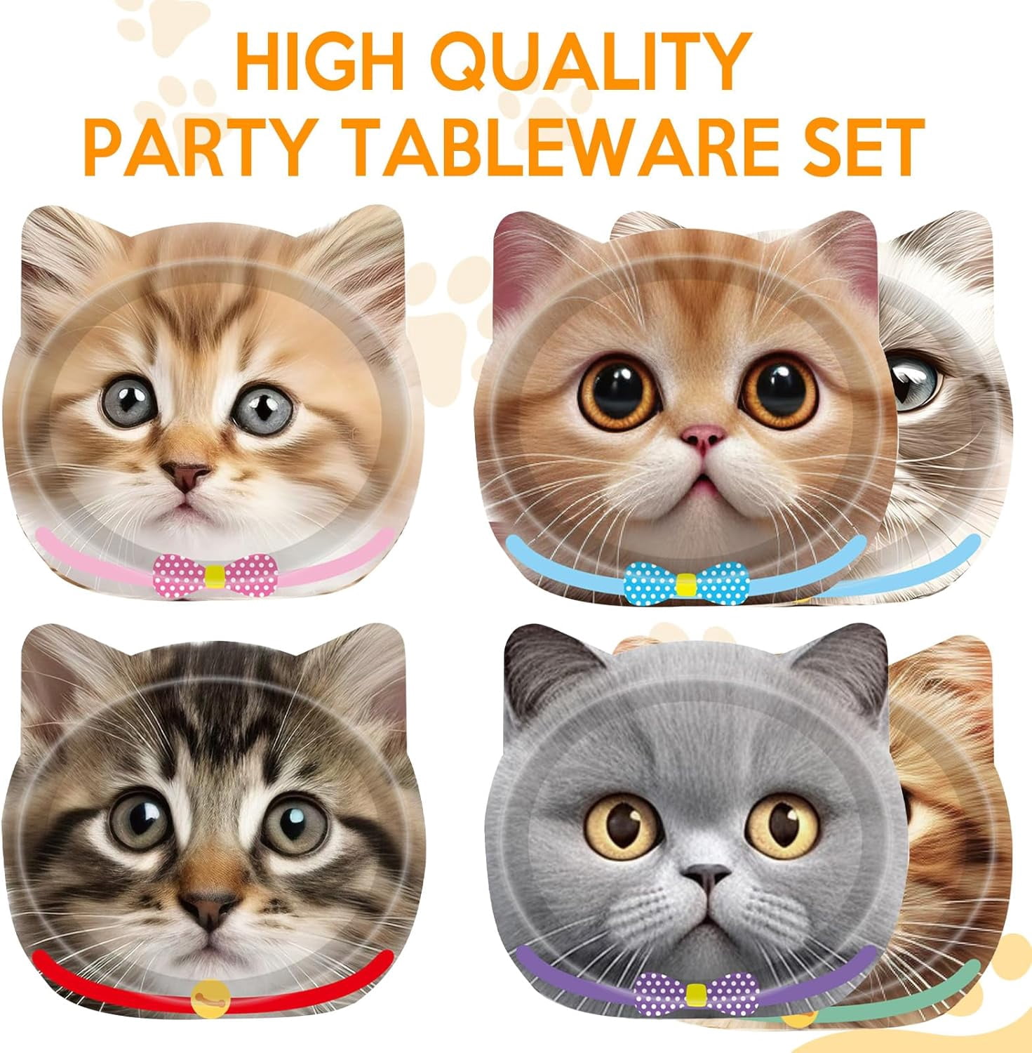 SLFR-48 PCS Cat Birthday Party Decorations Cat Birthday Paper Plates ...