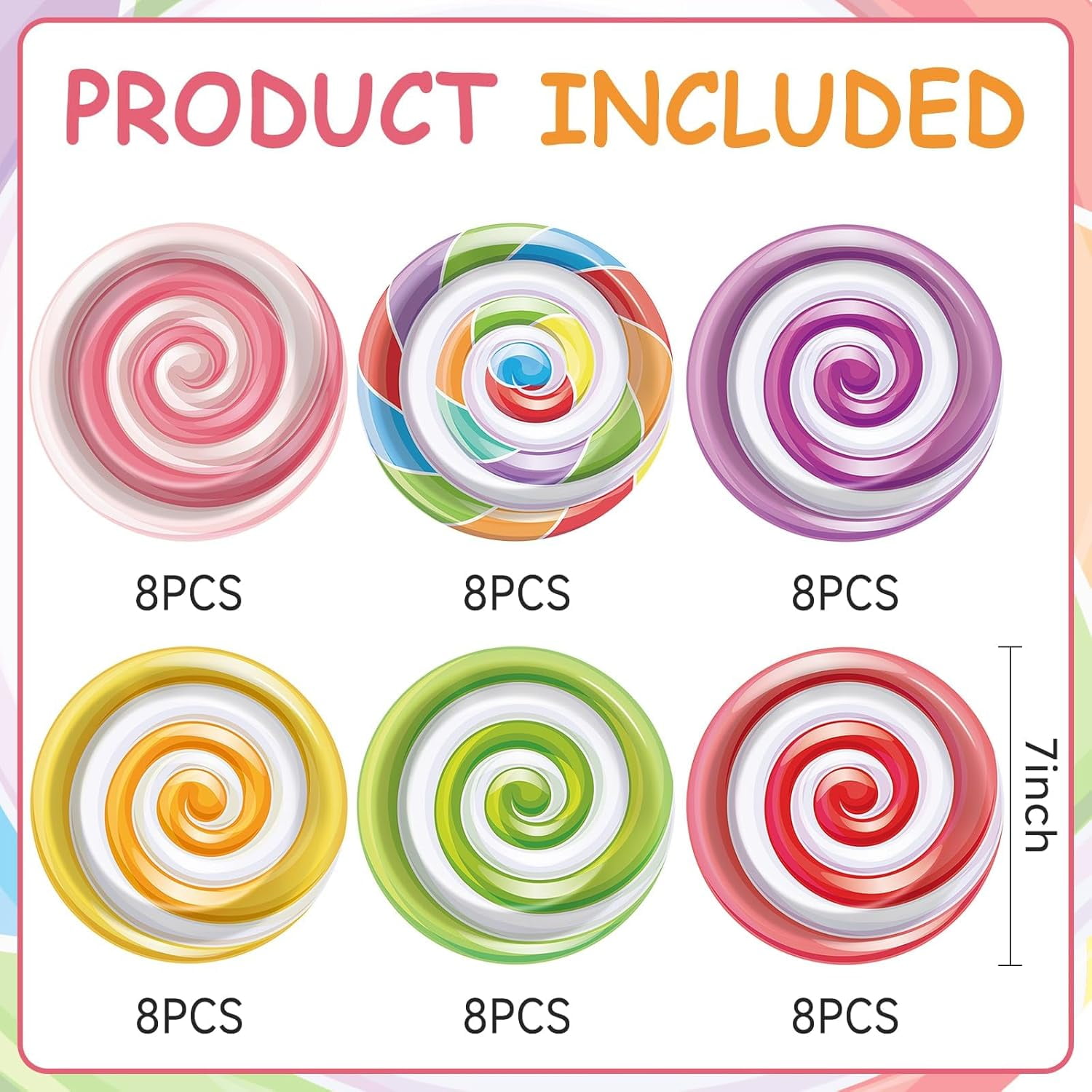 SLFR-48Pcs Candy Themed Paper Plates for Candyland Party Decorations 7 ...