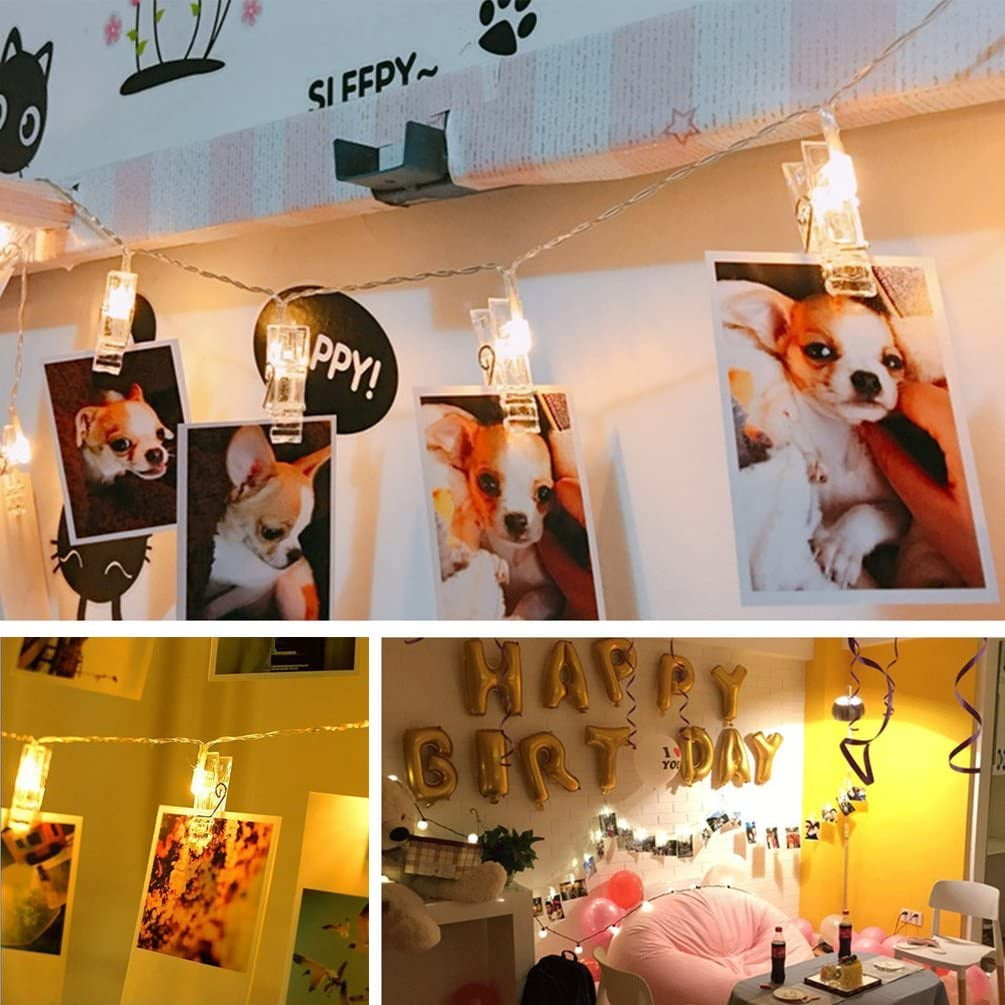 SLFR-50LED Photo Clips String Lights Holder Timer Function 8 Modes ...
