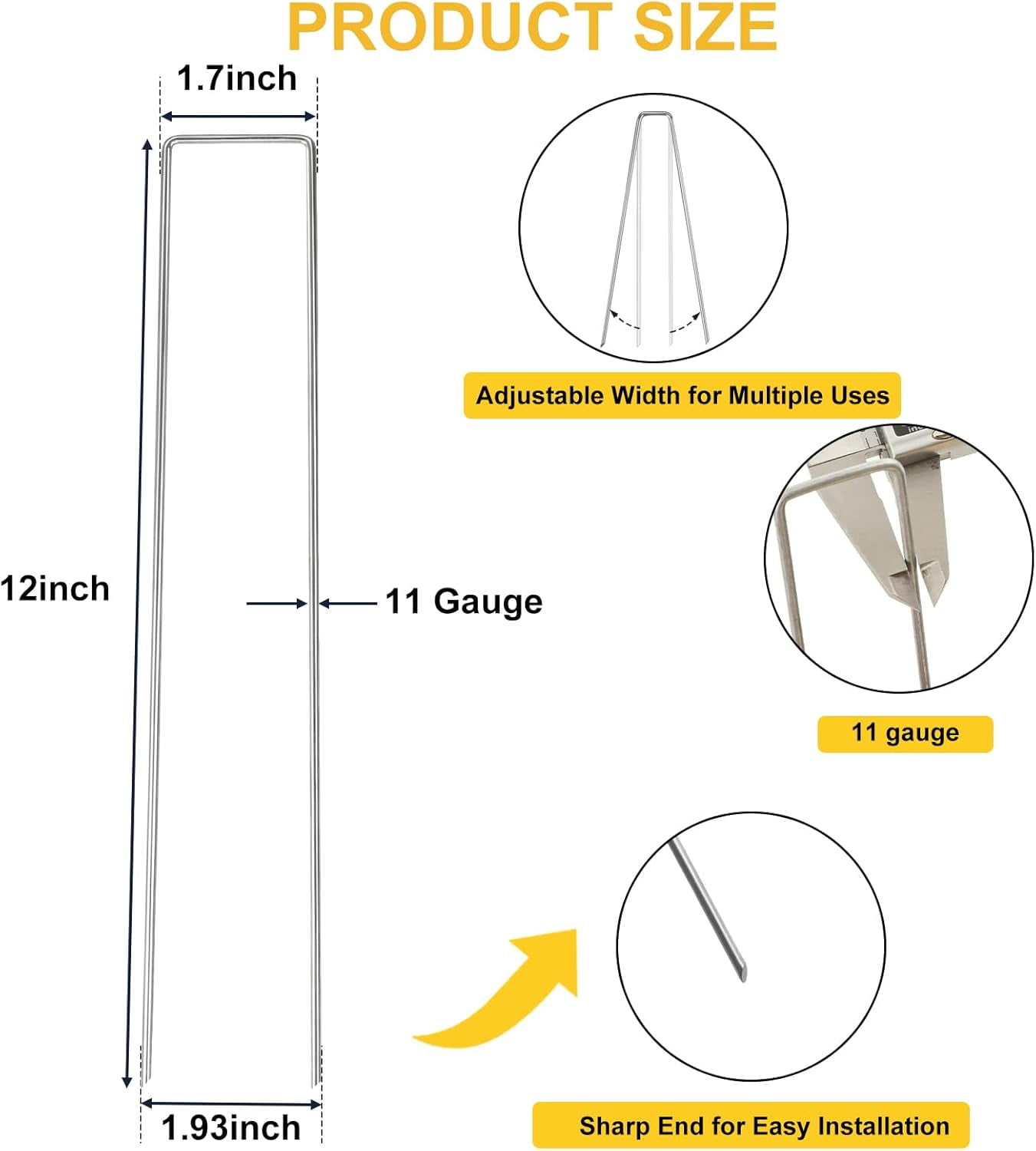 SLFR-60 Pack 12 Inch Landscape Staples, Tent Stakes Heavy Duty ...
