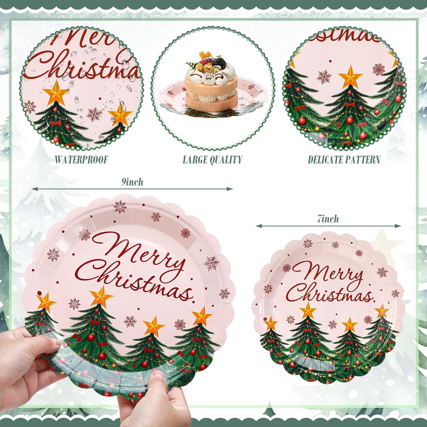 SLFR-60 Pcs Christmas Party Supplies Xmas Dinnerware Set Merry ...
