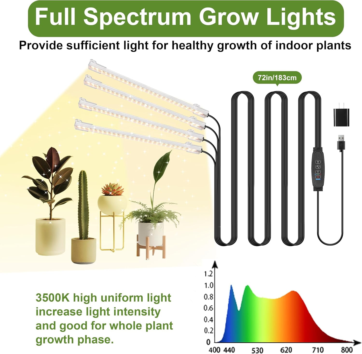 SLFR-8.6'' LED Grow Light Strips, Full Spectrum 3500K Grow Lights for ...