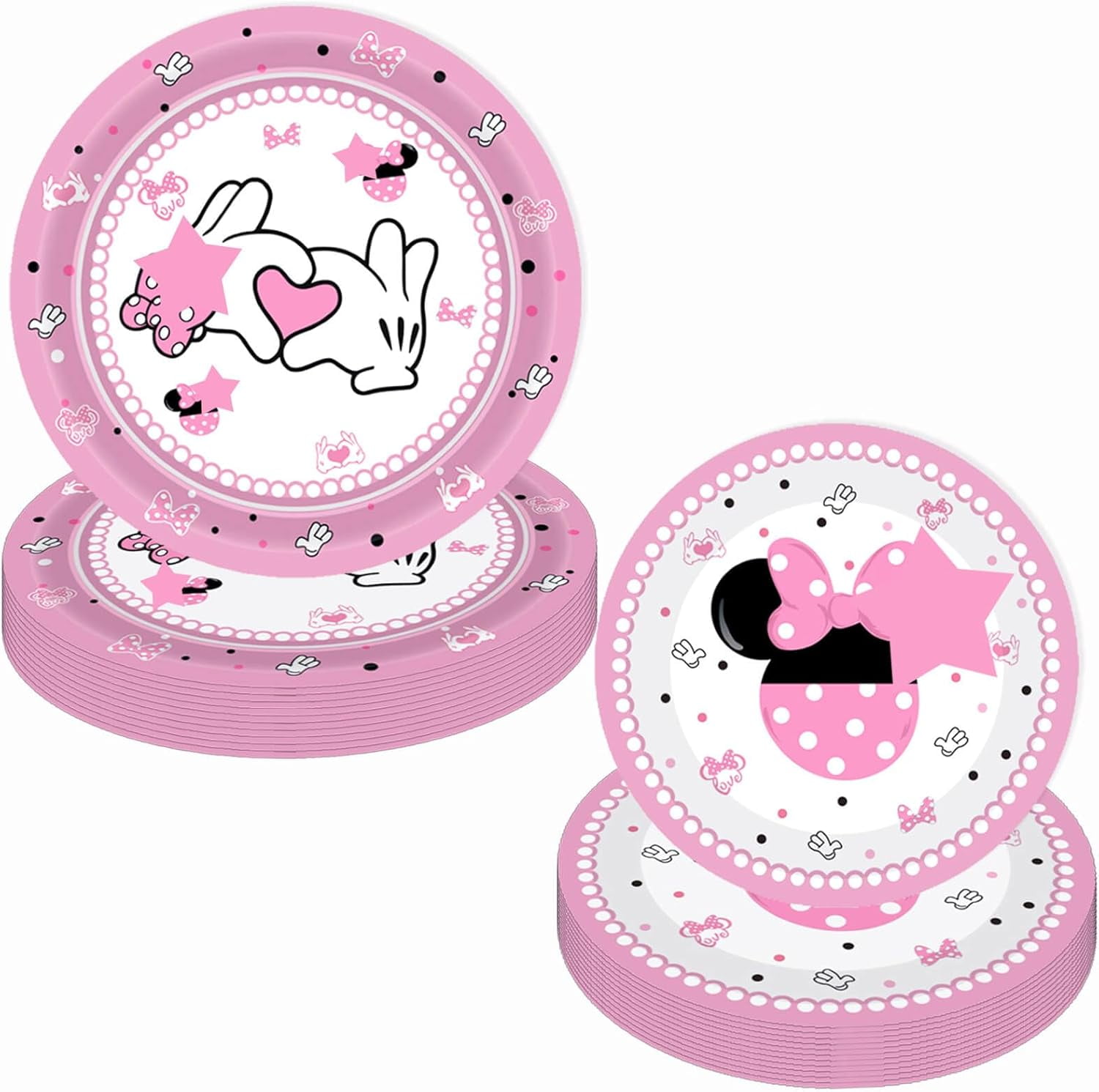 SLFR-80 Pcs Pink Cartoon Birthday Party Decorations, Pink Girls Dessert ...