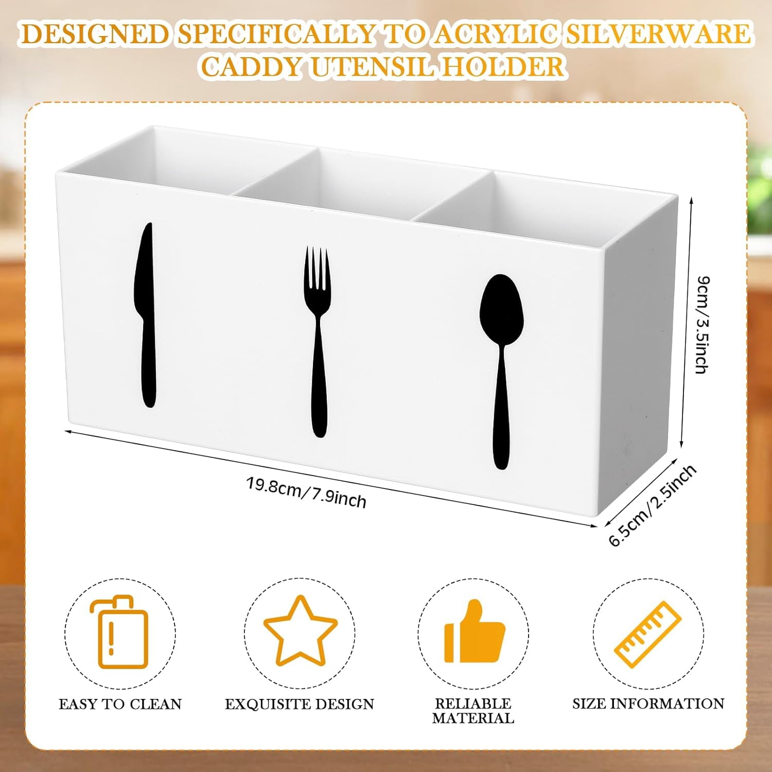 SLFR-Acrylic Cutlery Storage Organizer Bin Silverware Caddy Countertop ...