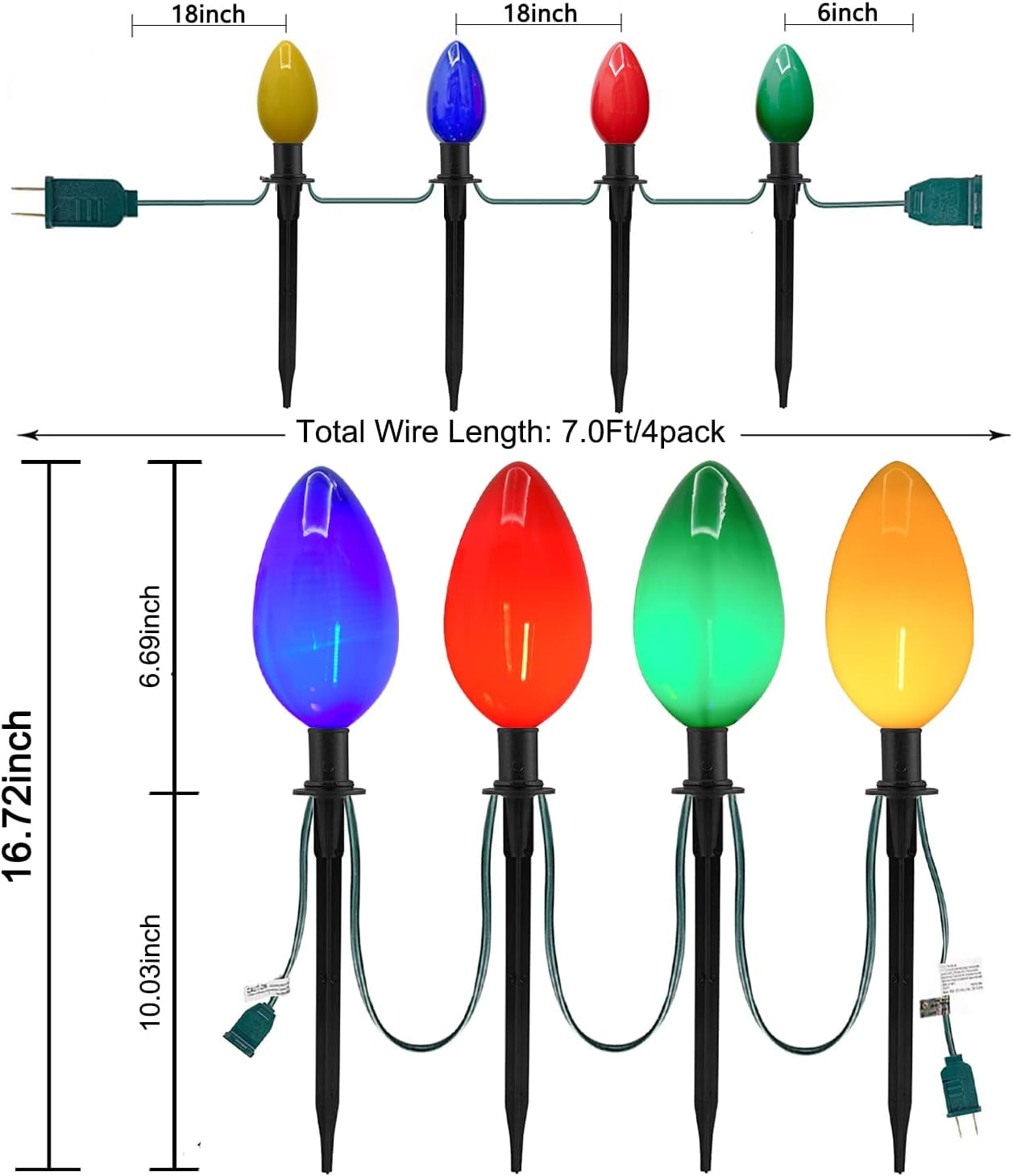 SLFR-C9 Christmas Path Marker Light Outdoor, 7 Feet LED Christmas ...
