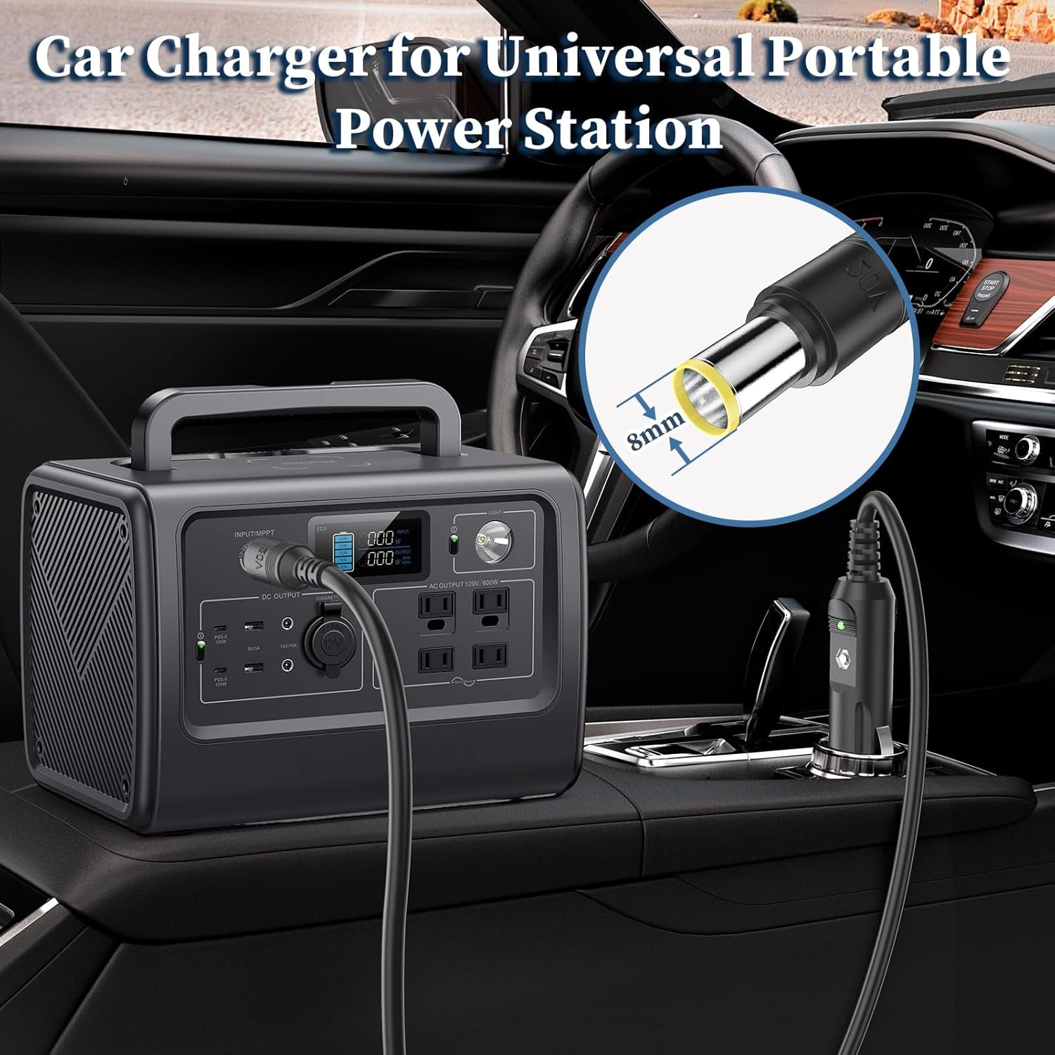 SLFR-Car Charger for BLUETTI Car Charging Cable BLUETTI EB3A EB70 EB70S ...
