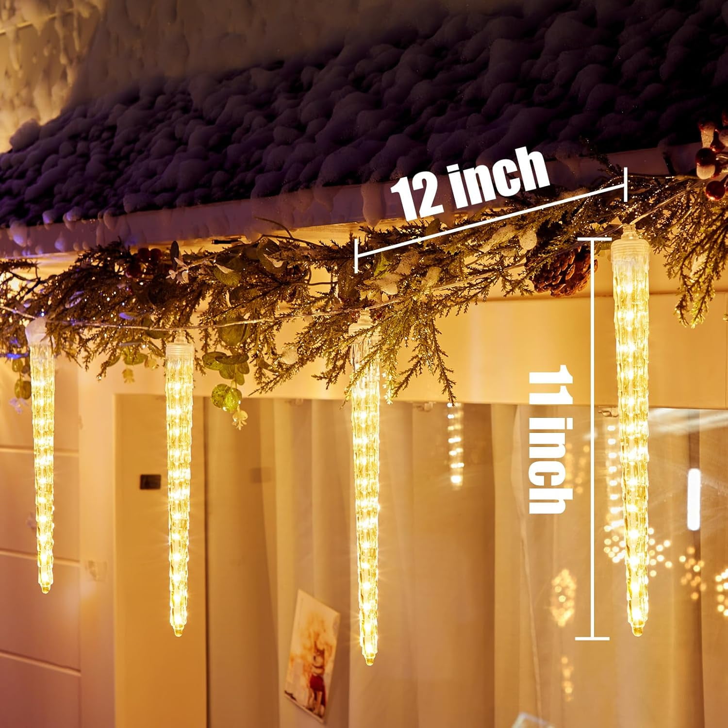 SLFR-Christmas Icicle Lights Outdoor, 10ft Meteor Shower Lights with 10 ...