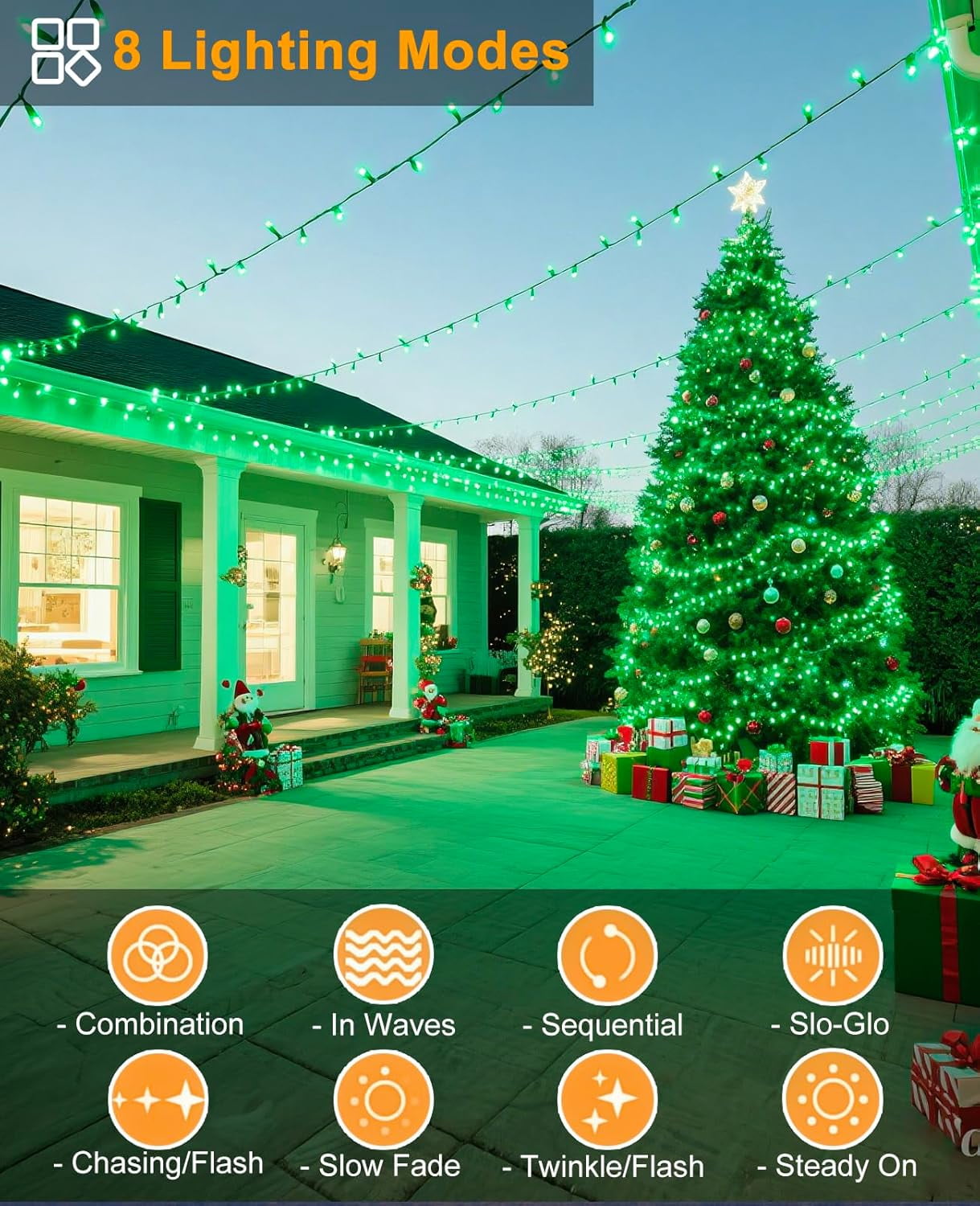 SLFR-Christmas Lights Outdoor, 157FT 480 LED Plug in Christmas Tree ...