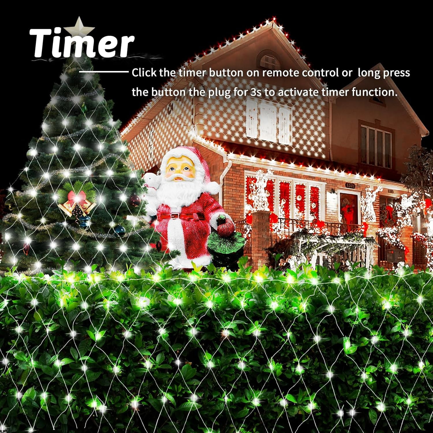 SLFR-Christmas Net Lights Outdoor 200 LED 9.8x6.6 FT Mesh Lights for ...