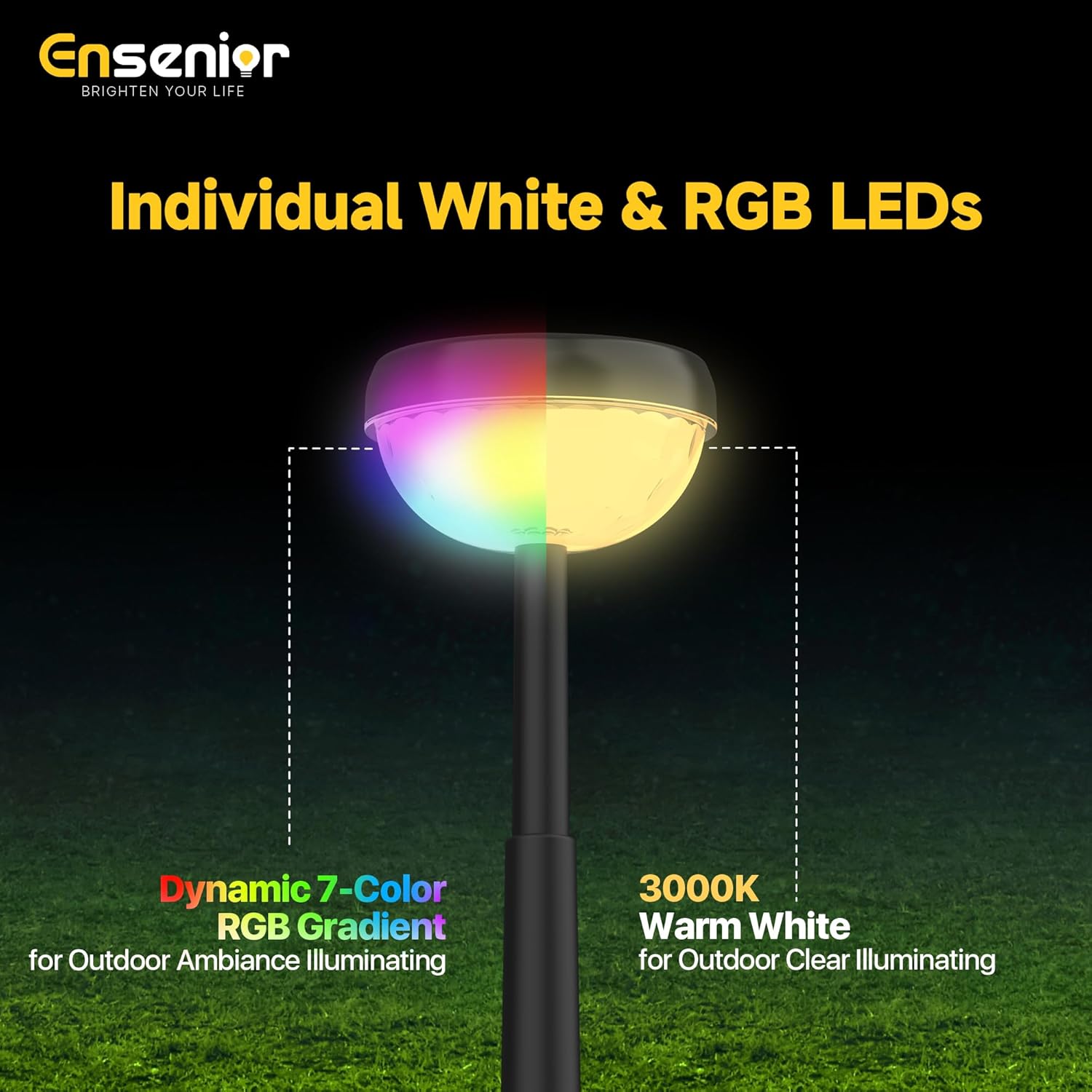 SLFR-Color Changing Solar Lights Outdoor, Auto ON/Off 3000K White Light ...