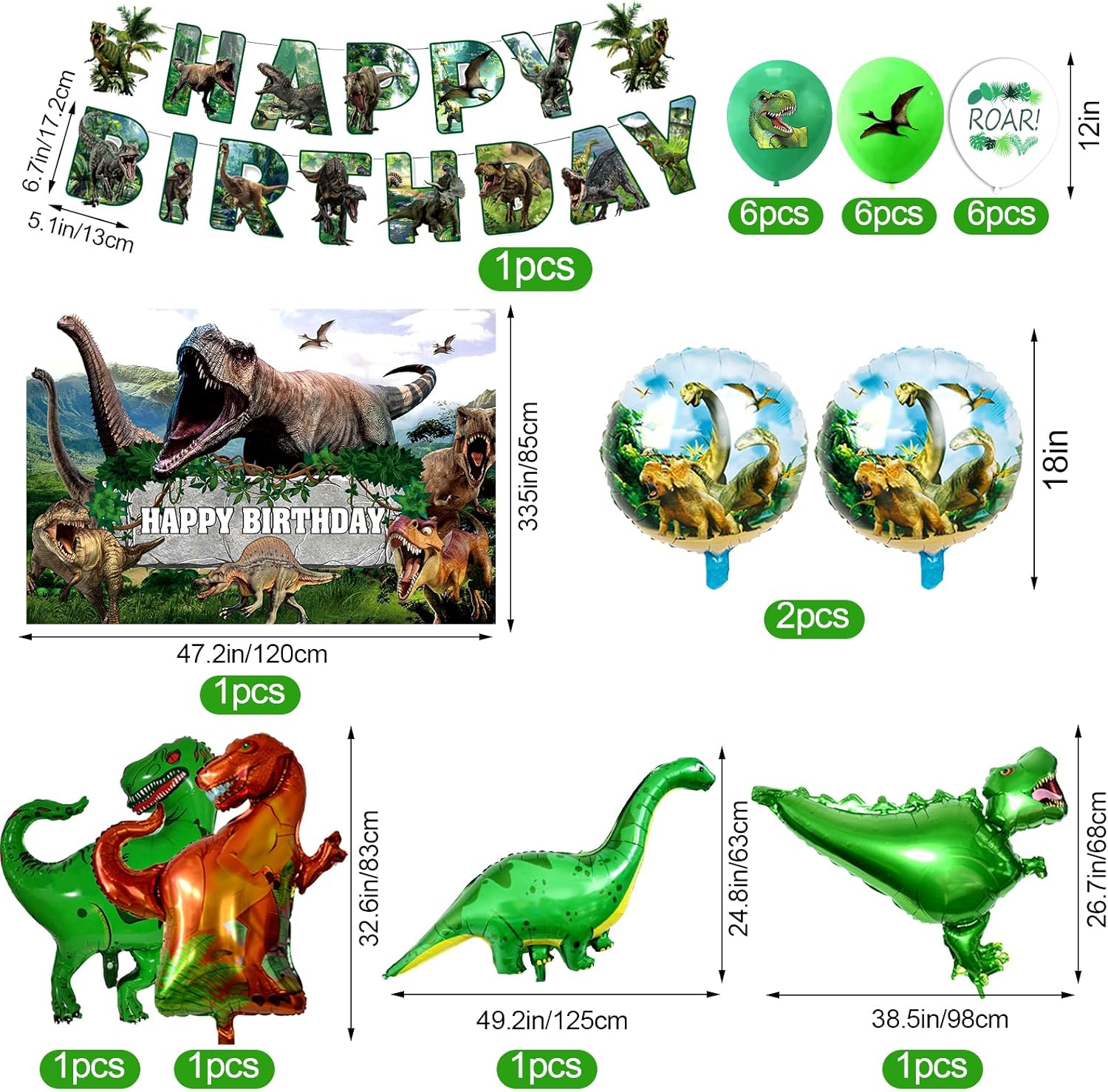 SLFR-Dinosaur Birthday Decorations, Dino Theme Party Supplies ...