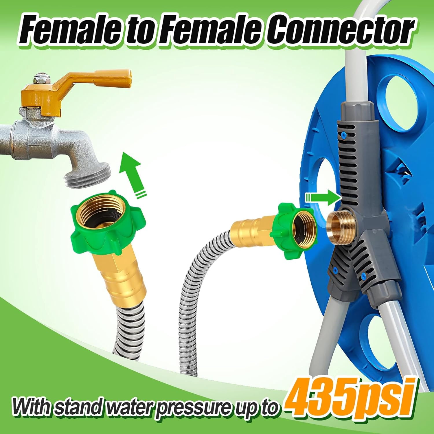 SLFR-Female to Female Leader Hose for Hoses Reel, 15ft Metal Leakproof ...
