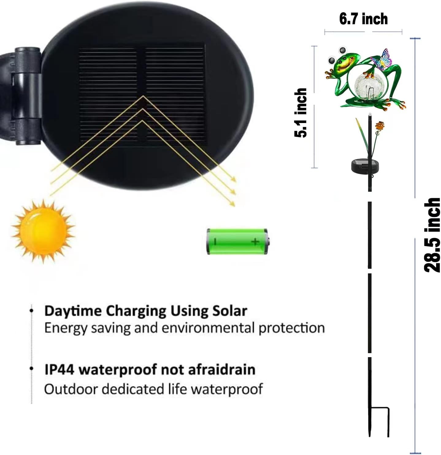 SLFR-Frog Garden Solar Lights Outdoor Decorative, 2 Pack Metal Frog ...