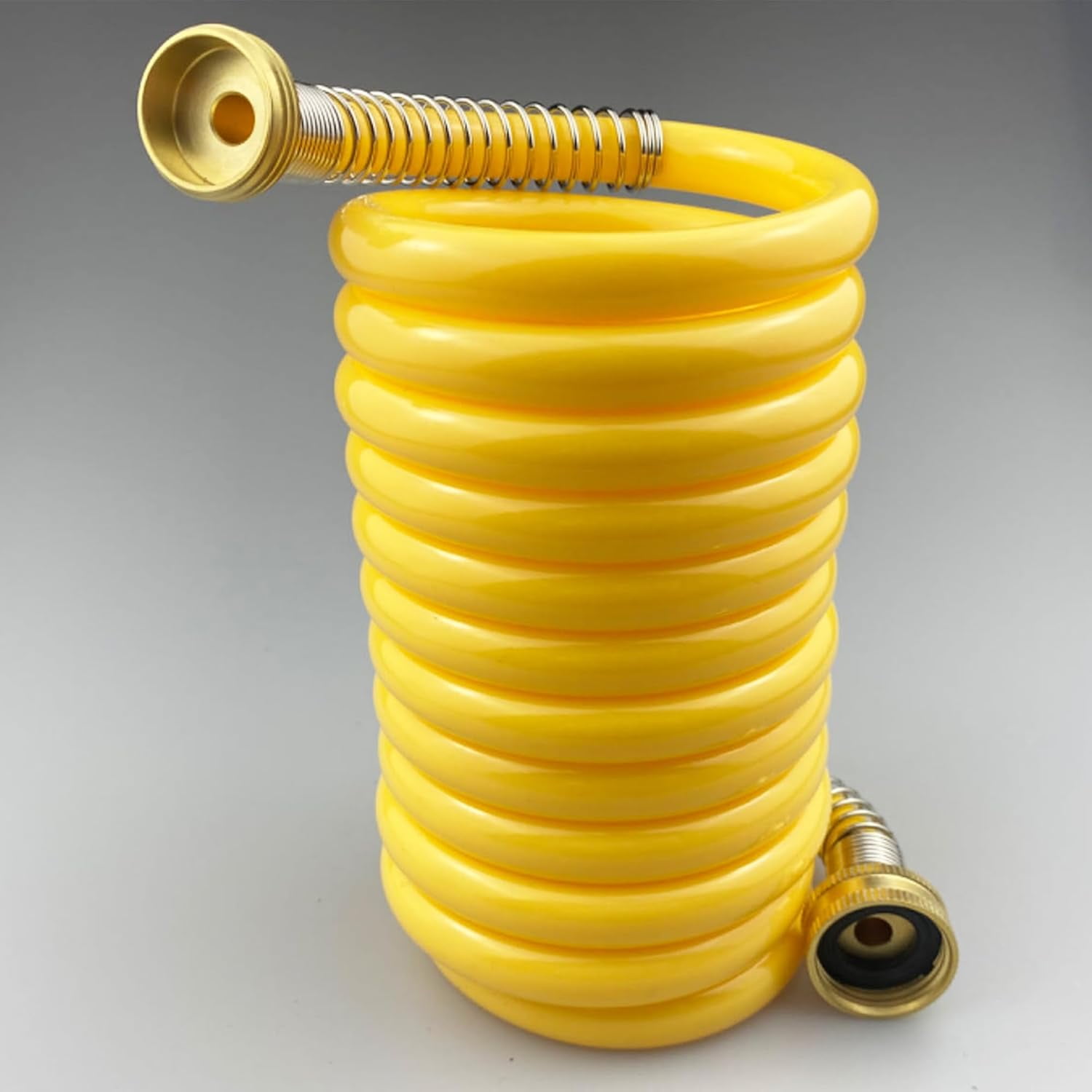 SLFR-Heavy-duty PU Coil Hose, Self-Coiling Garden Hose with Solid Brass ...