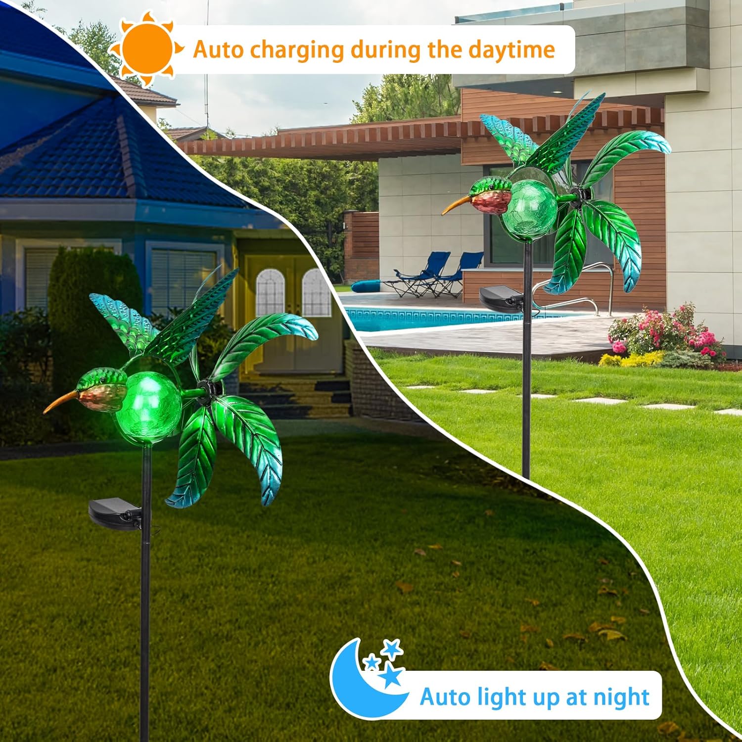 SLFR-Hummingbird Solar Light Wind Spinner Outdoor Garden Decoration ...