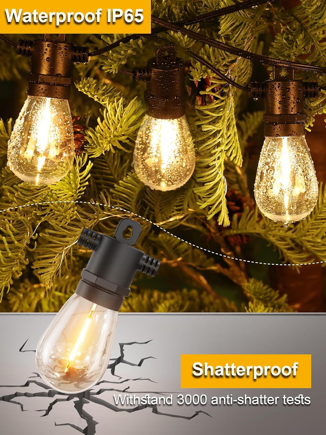 SLFR-Outdoor String Lights 50 FT, Patio Light for Outside with ...