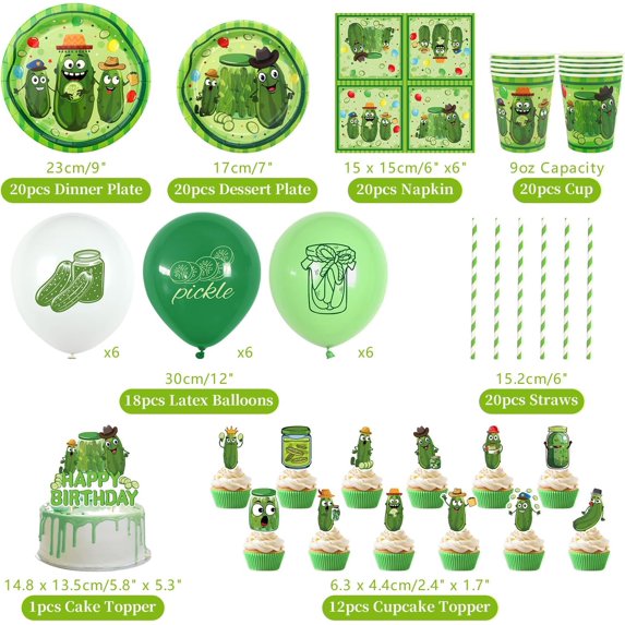 SLFR-Pickle Birthday Decorations - Pickle Party Tableware, Plates Cups ...
